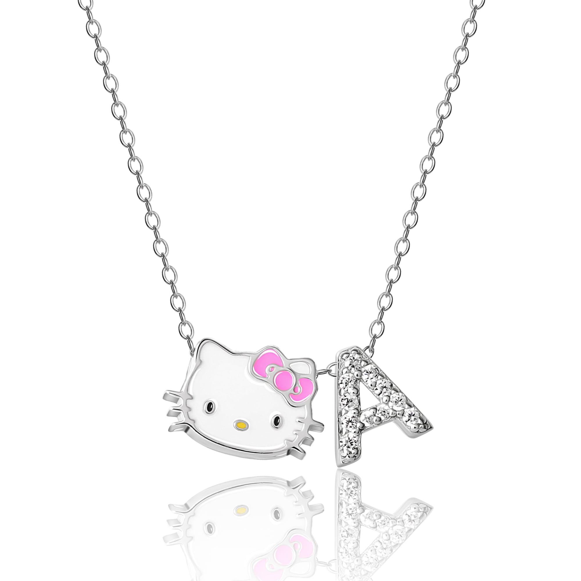 Hello Kitty Sliding Enamel Pave Initial Necklace - Letter A - Walmart.com