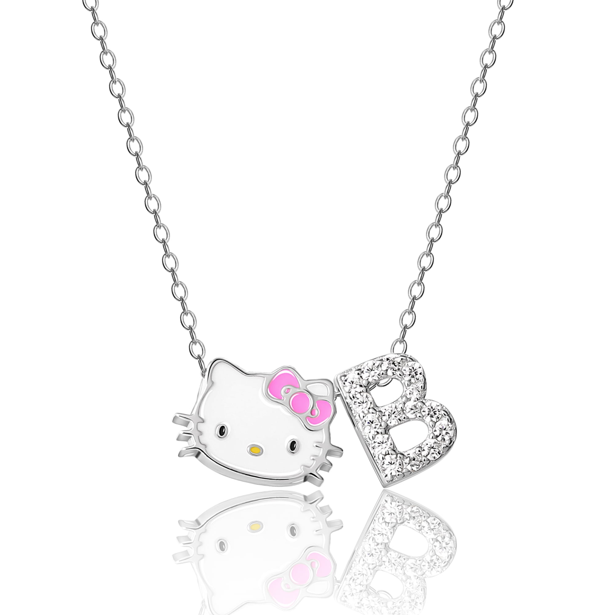 Hello Kitty Sliding Enamel Pave Initial Necklace - Letter B - Walmart.com