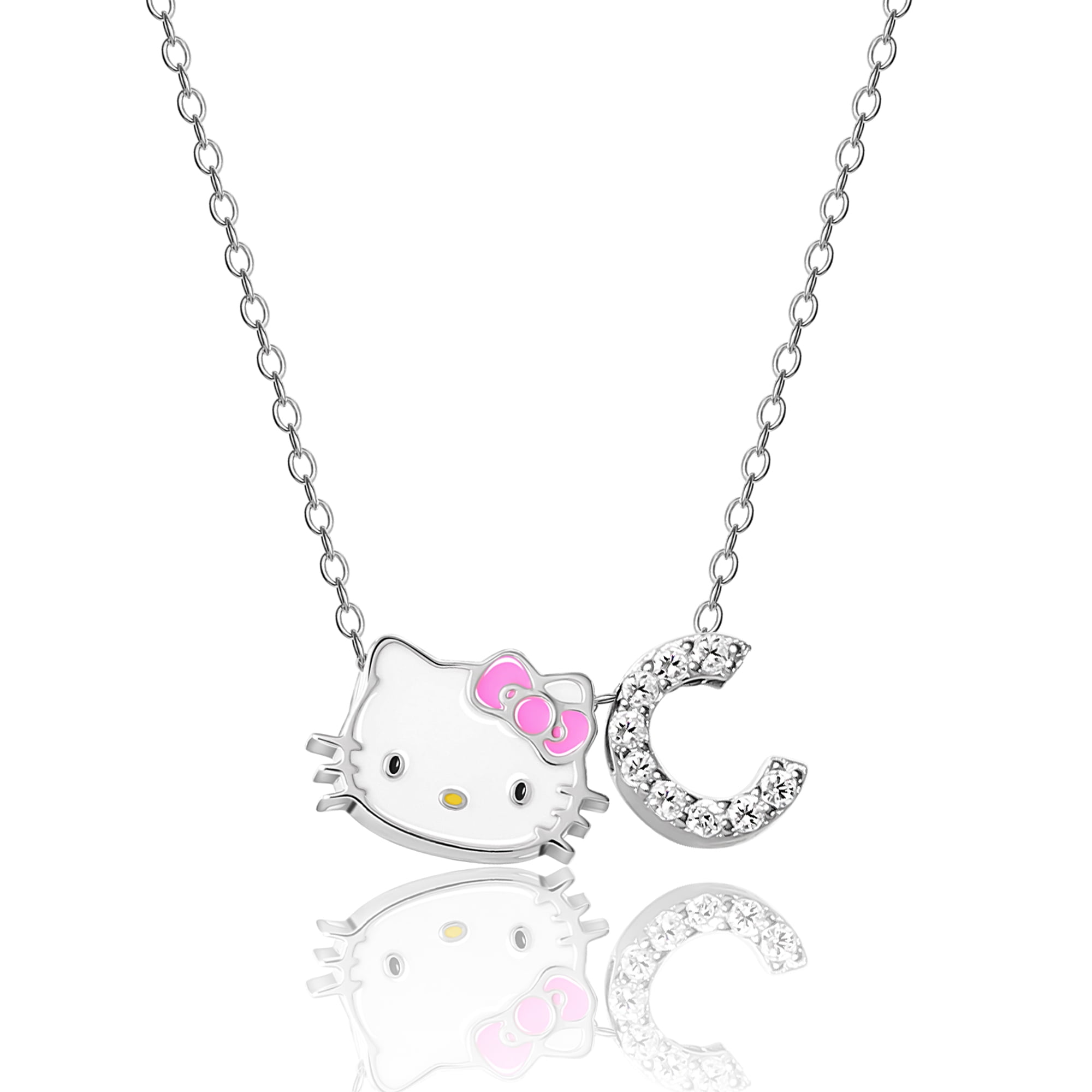 Hello Kitty Sliding Enamel Pave Initial Necklace - Letter C - Walmart.com