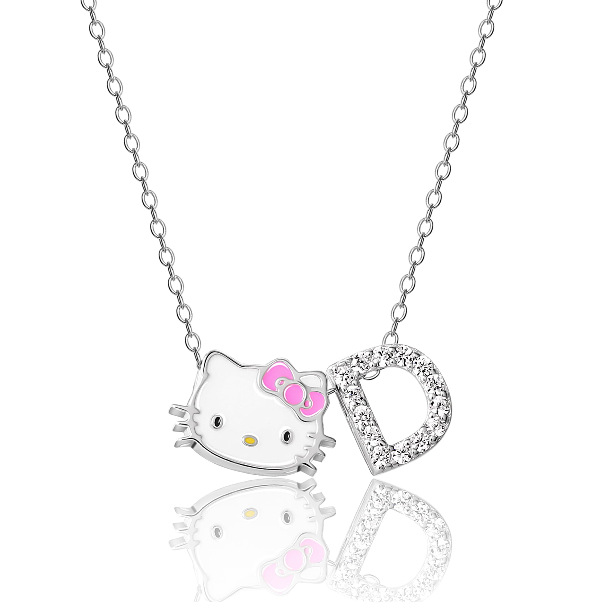 Hello Kitty Sliding Enamel Pave Initial Necklace - Letter D - Walmart.com