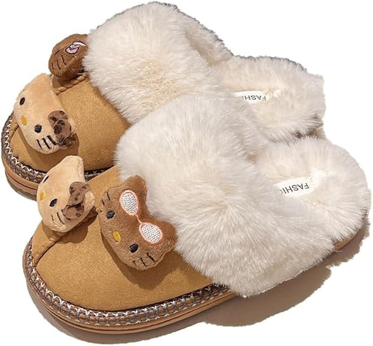 Hello Kitty Slipper Fuzzy Slippers for Women,Cute Plush Fluffy House ...