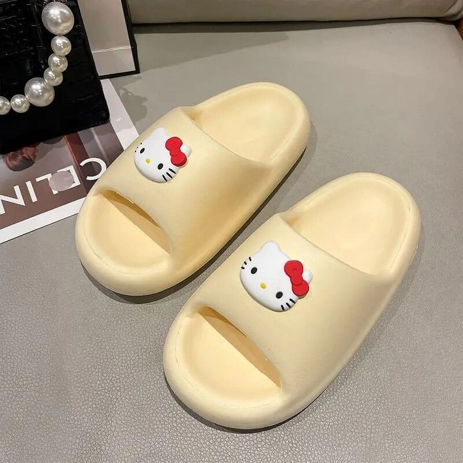 Hello Kitty Solid Slippers Cartoon Graffiti Shoes Women Summer Flip ...