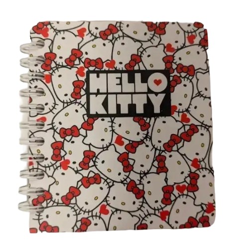 Hello Kitty Spiral Mini Notepad 4" x 3" White Red Bows Multiple Faces ...