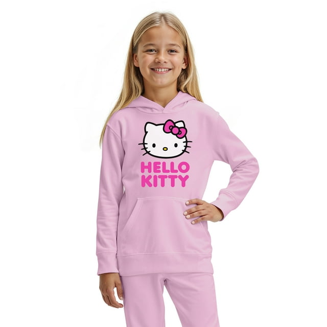 Hello Kitty Kids Graphic Fleece Hoodie with Long Sleeves, Sizes 6-18 ...