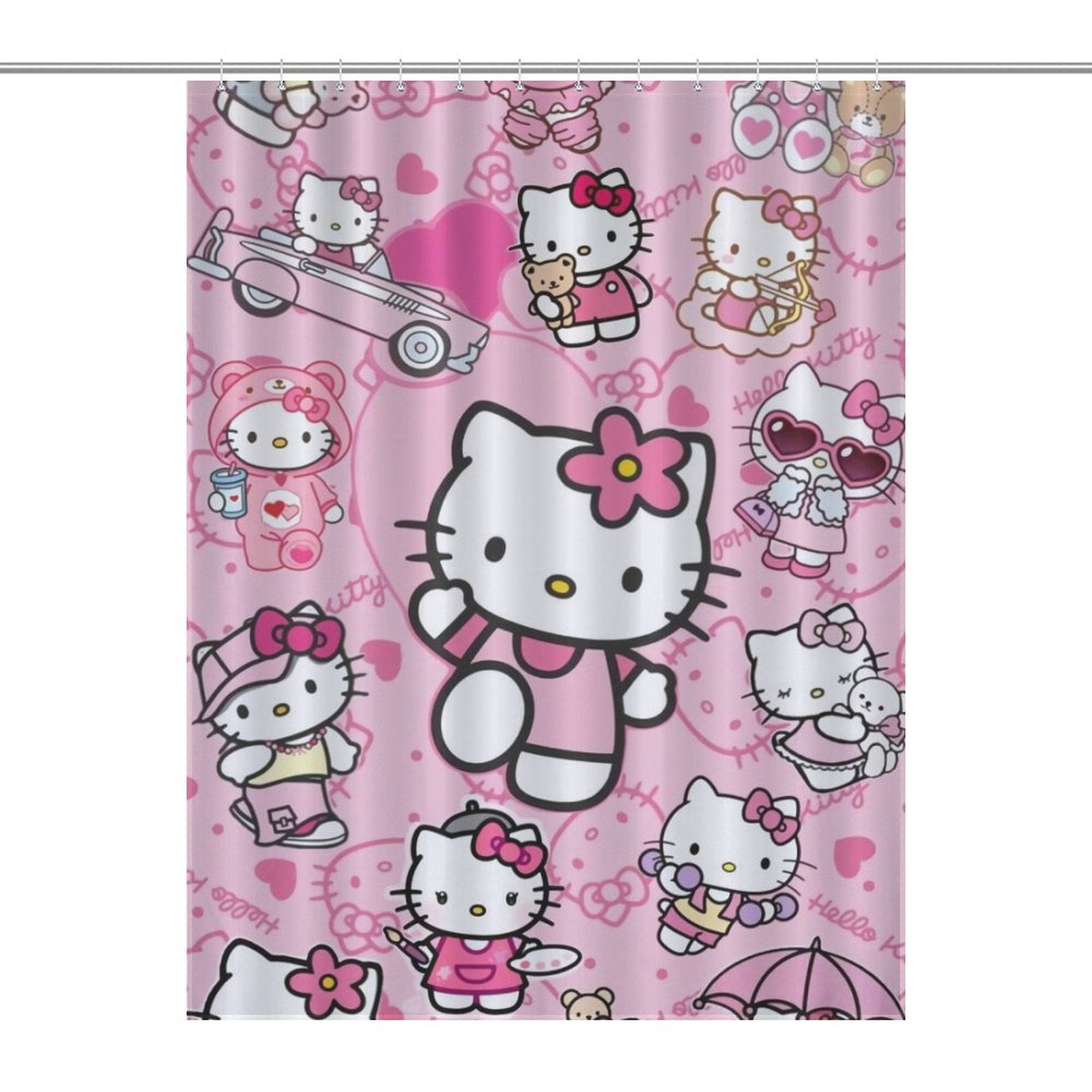 Hello Kitty Stickers Shower Curtain,Waterproof & Removable Shower ...