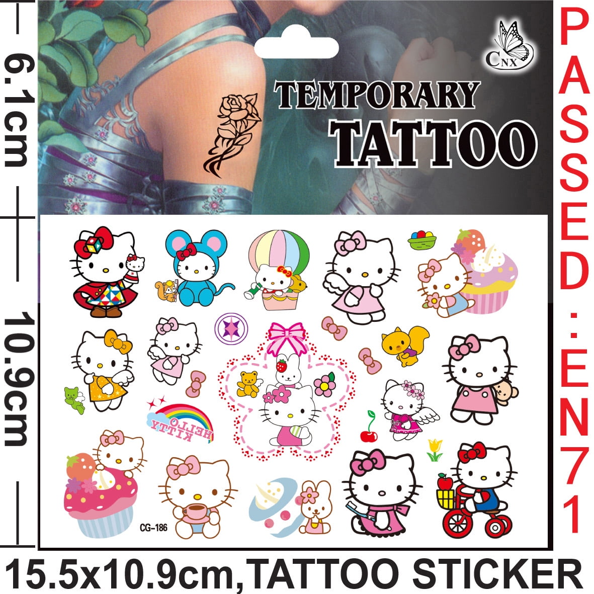 Hello Kitty Stickers Waterproof Body Skin Ins Finger Tattoo Stickers ...