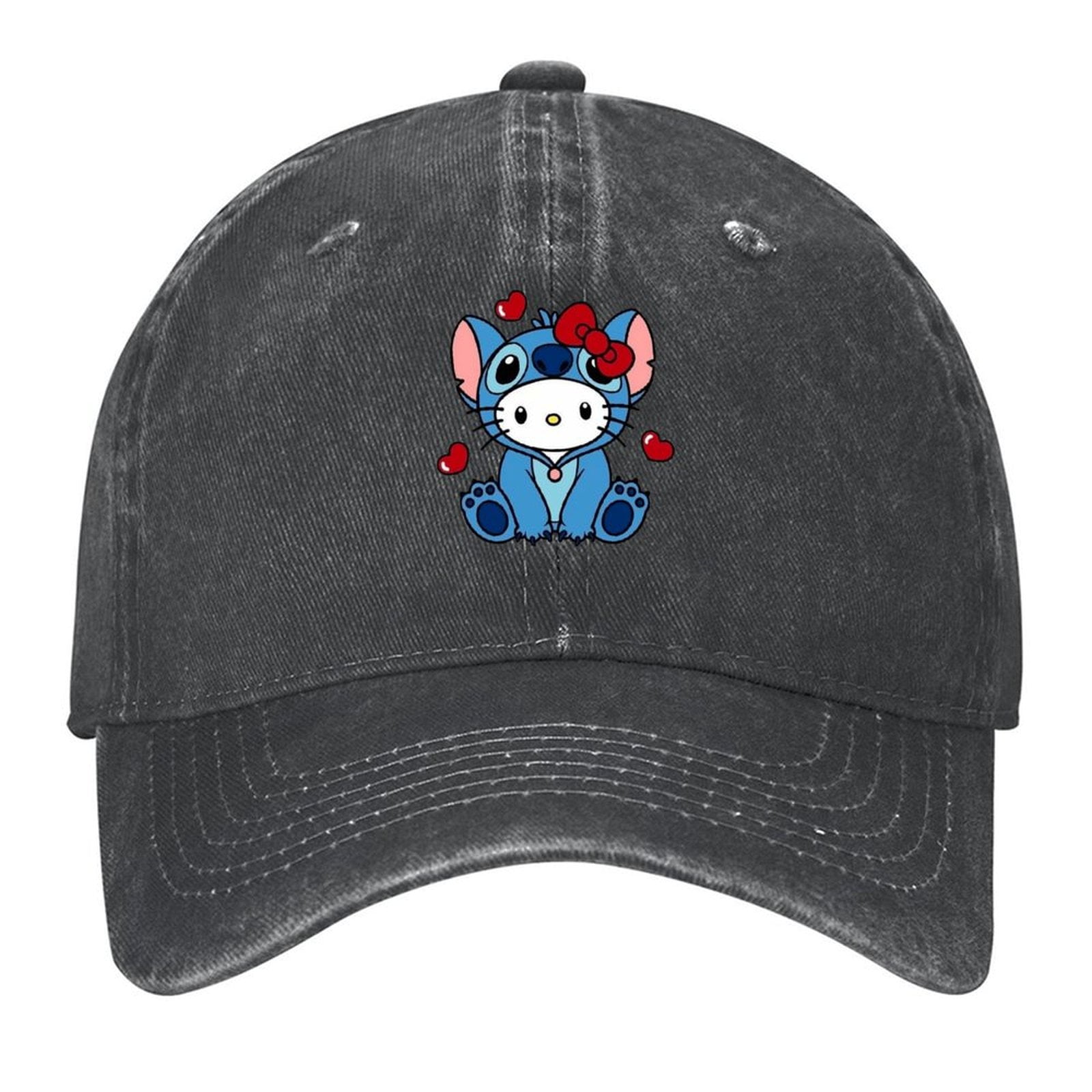 Hello Kitty And Stitch Unisex Classic Washed Cowboy Low Profile Cotton ...