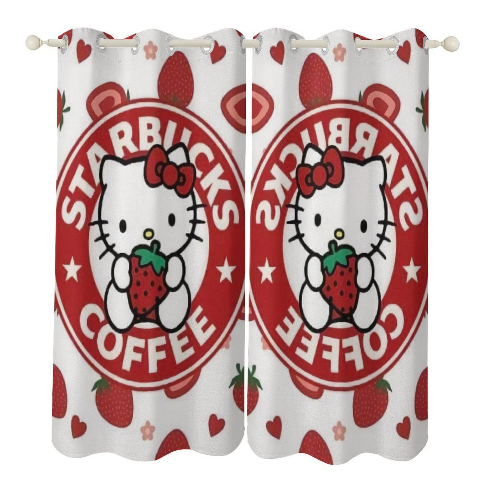 Hello Kitty Strawberry Kids Curtains 52 X 84 Inch,Cartoon Blackout ...