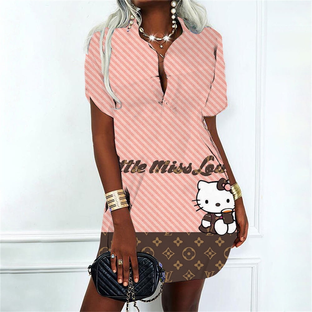Hello Kitty Streetwear Women's Dress Fashion Polo Shirt Woman Clothes ...