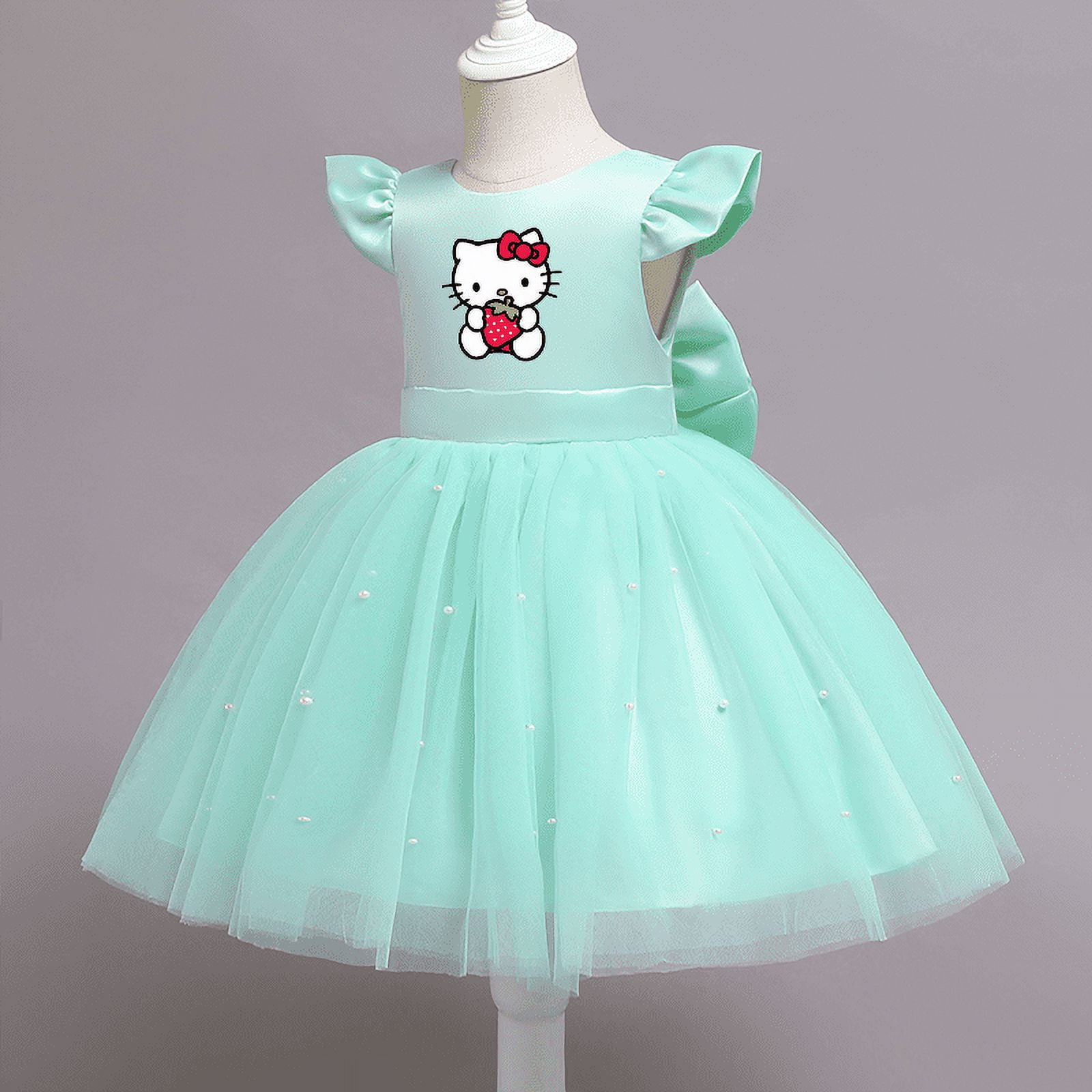 Hello Kitty Summer Girls Lace Dresses Tulle Tutu Princess Dresses ...