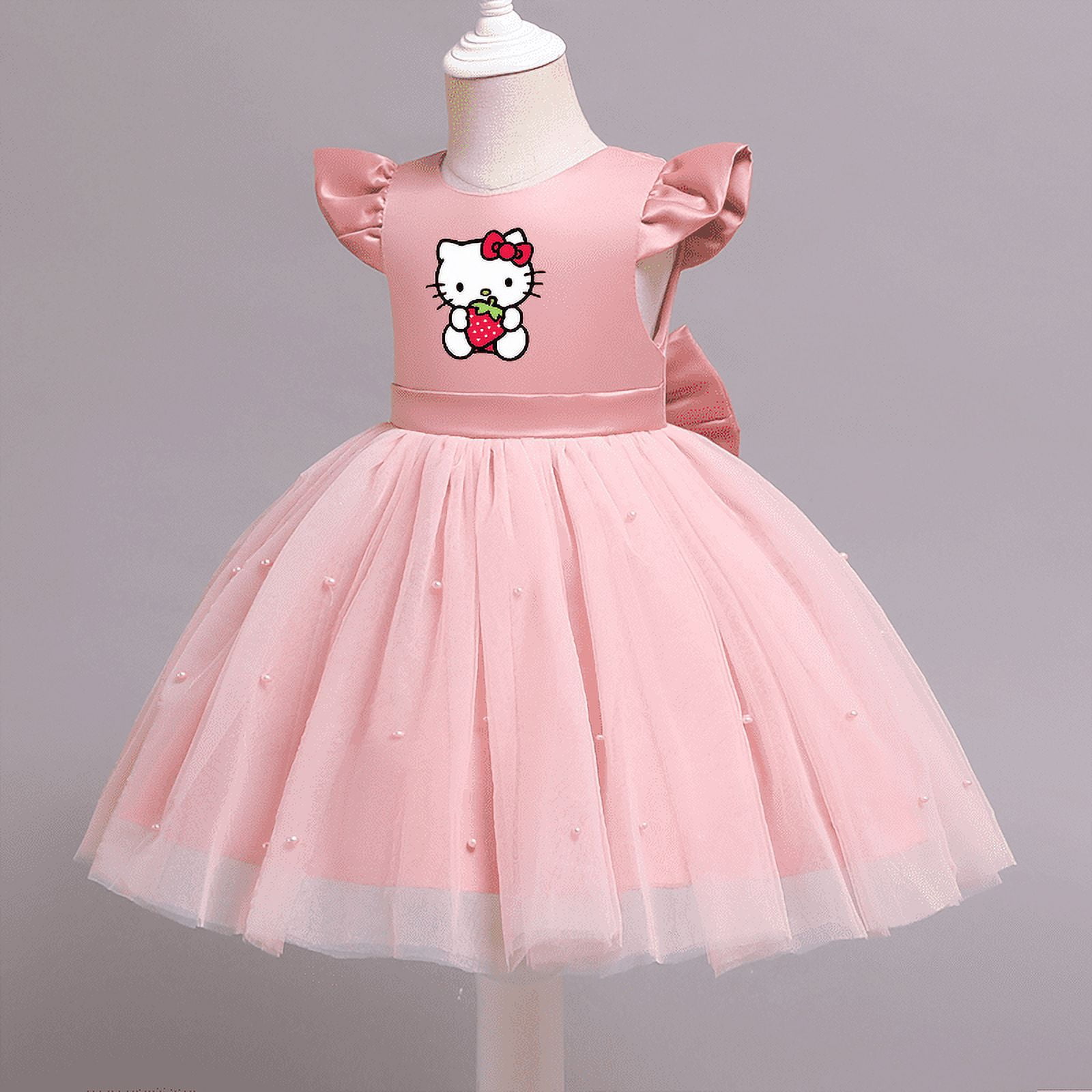 Hello Kitty Summer Girls Lace Dresses Tulle Tutu Princess Dresses ...