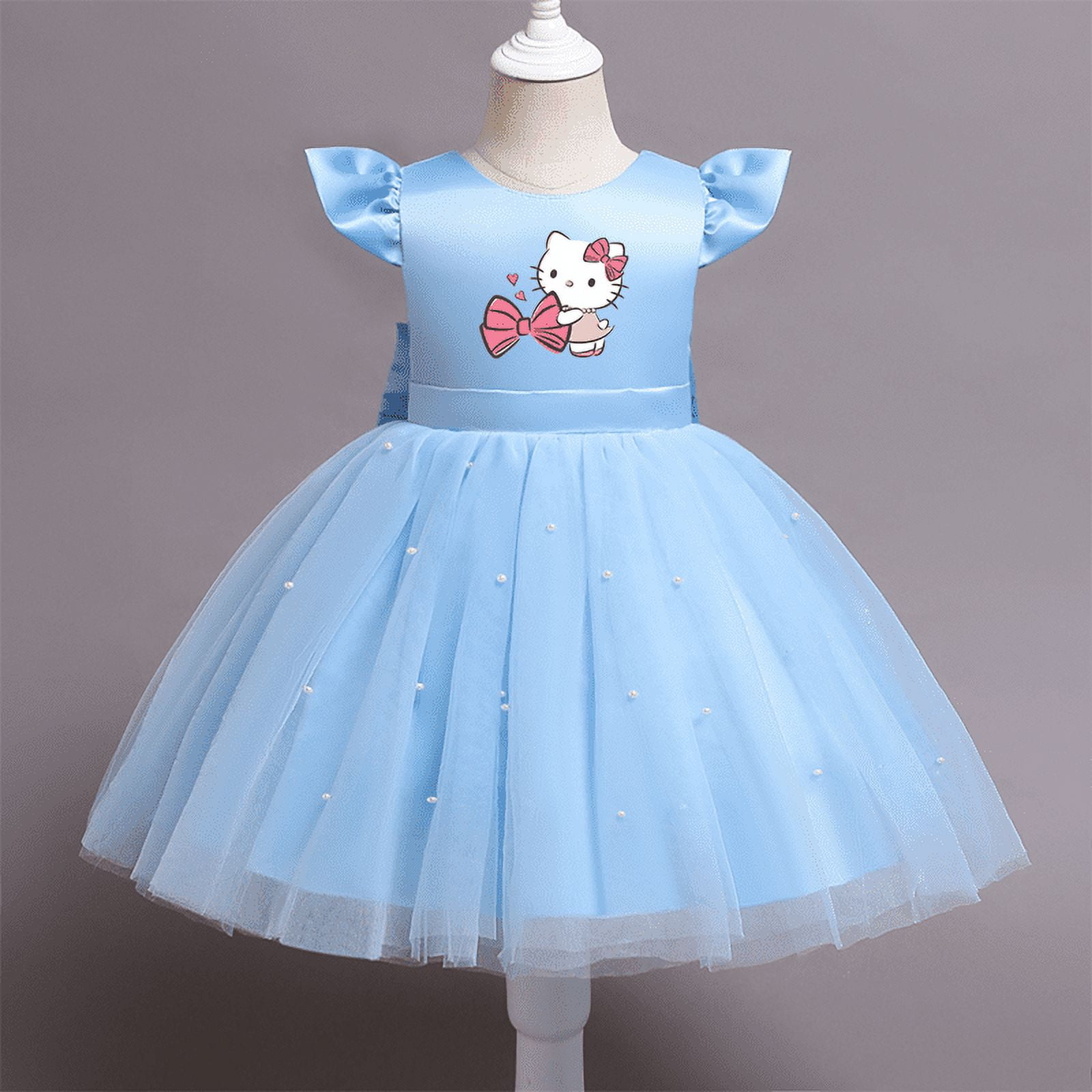 Hello Kitty Summer Girls Lace Dresses Tulle Tutu Princess Dresses ...