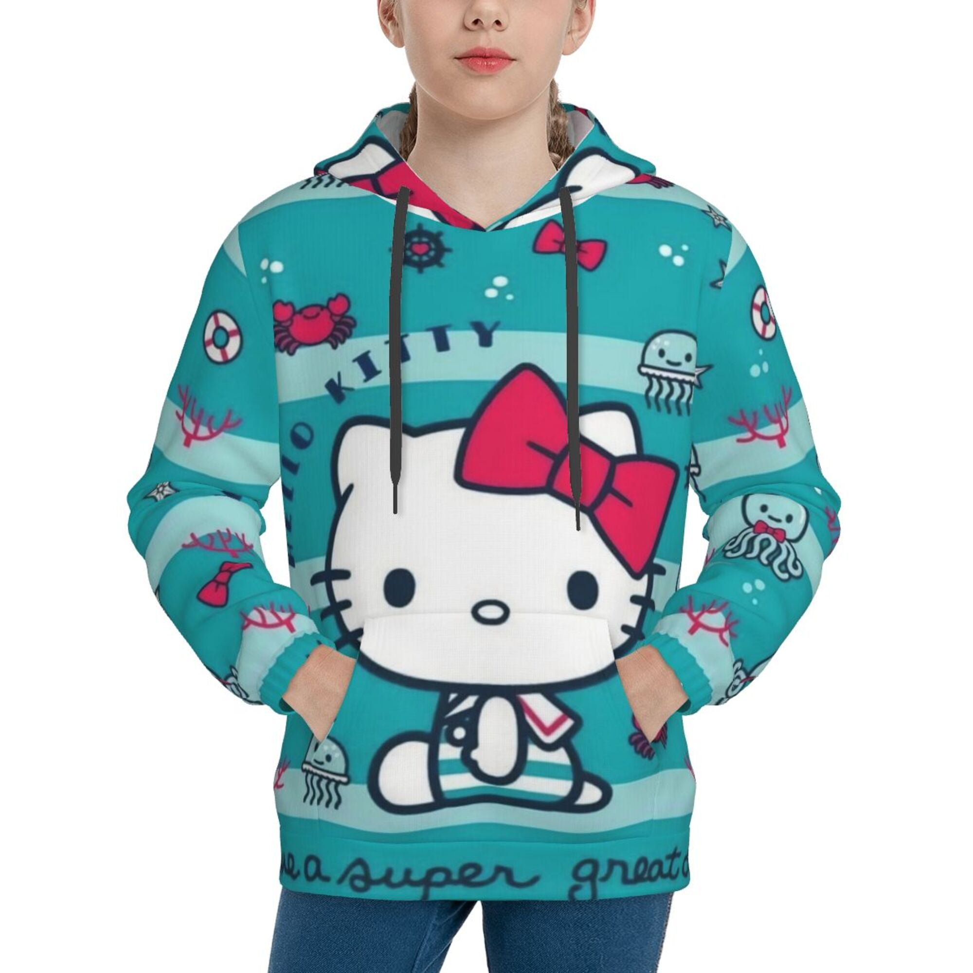 Hello Kitty Have A Super Great Day Hoodies for Girls Boys Teen Kids,Soft Pullover Sweatshirts ...