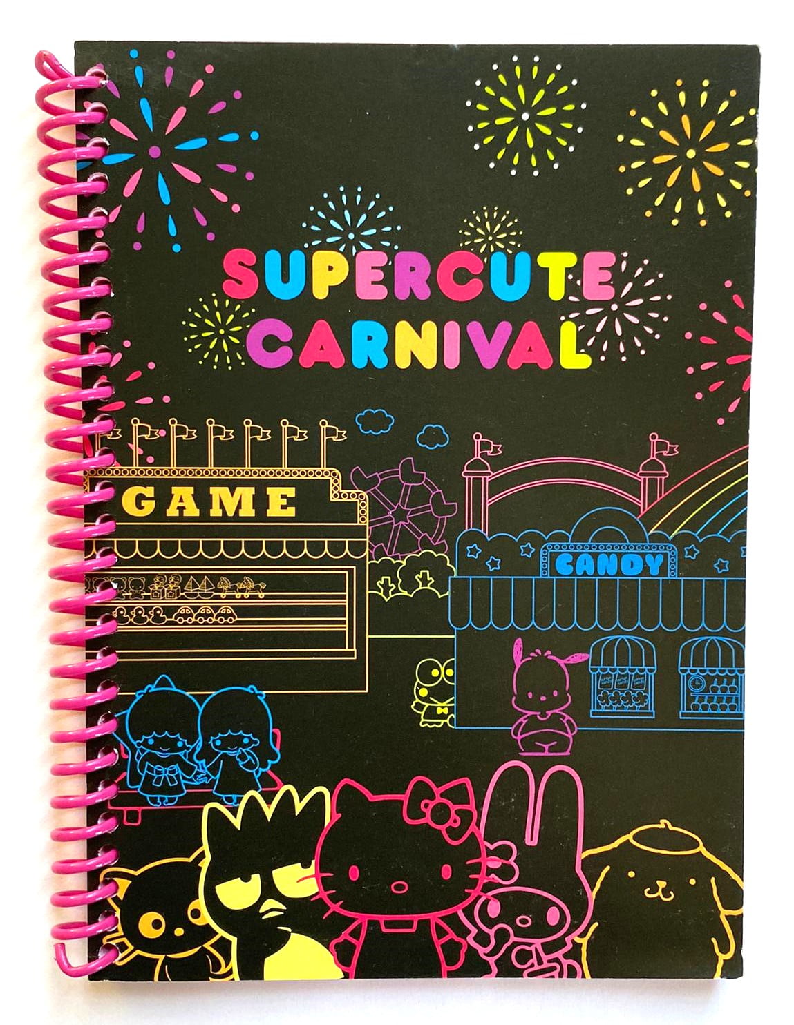 Hello Kitty Supercute Carnival Character Black Spiral Notebook, Blank ...