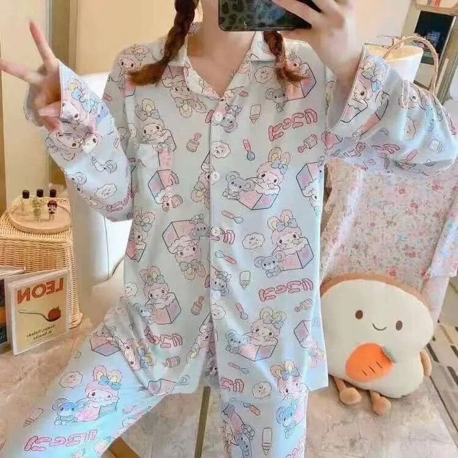 Hello Kitty Sweet Girl Pajamas Set Sanrio Kuromi Anime Y2K Japan Long ...