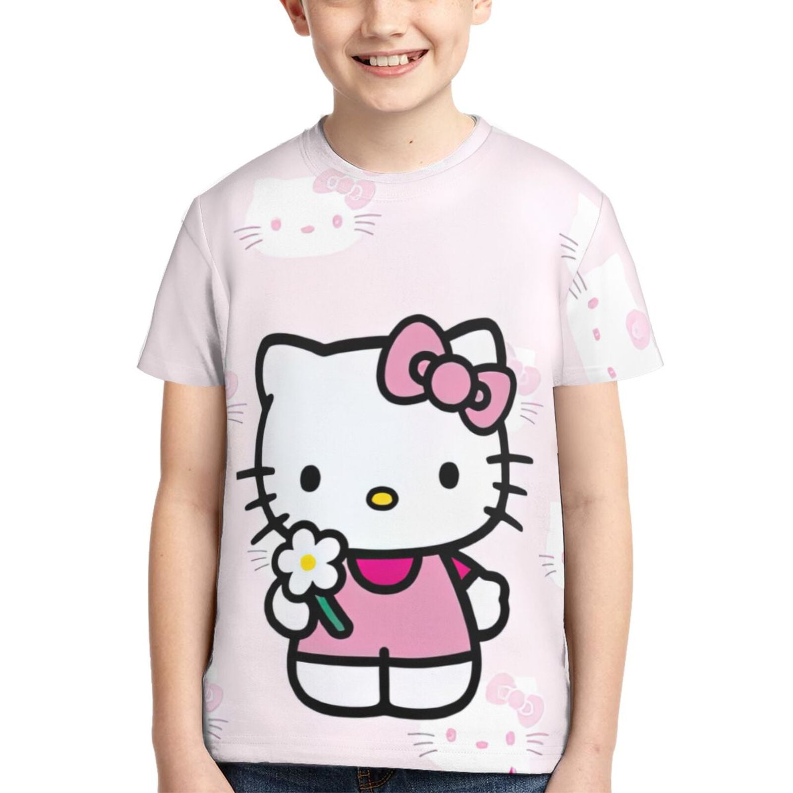 Hello Kitty T Shirts For Girls Boys, 3d Print Cartoon Graphics T Shirt ...