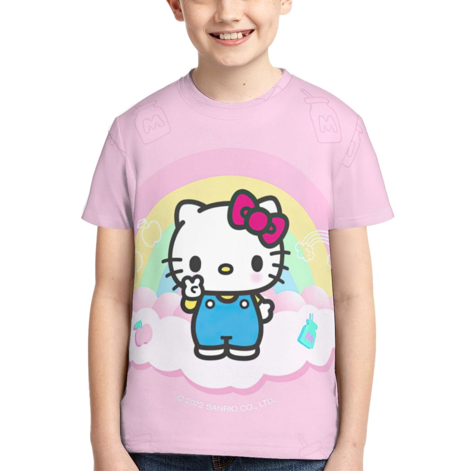 Hello Kitty T Shirts For Girls Boys, 3d Print Cartoon Graphics T Shirt ...