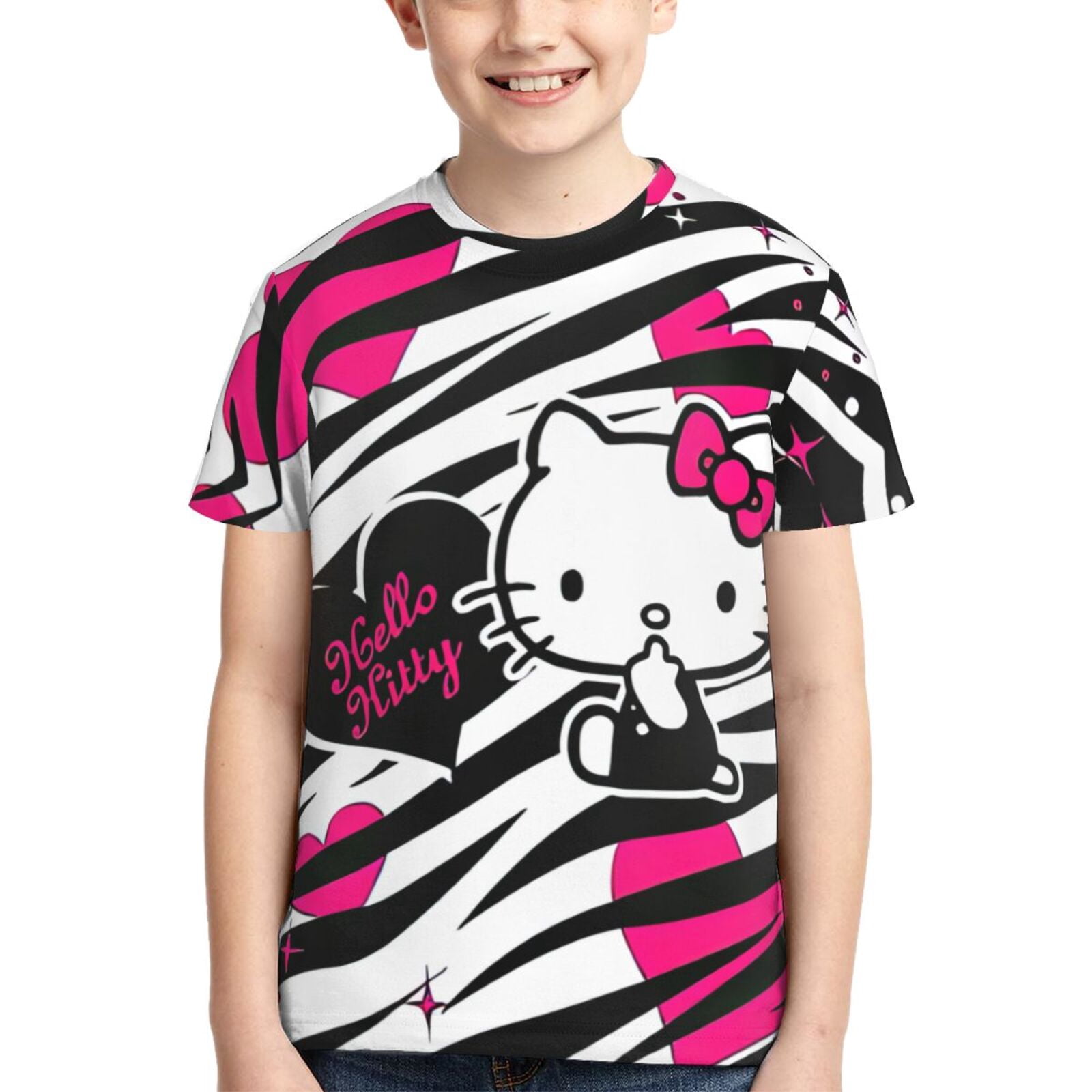 Hello Kitty T Shirts For Girls Boys, 3d Print Cartoon Graphics T Shirt ...