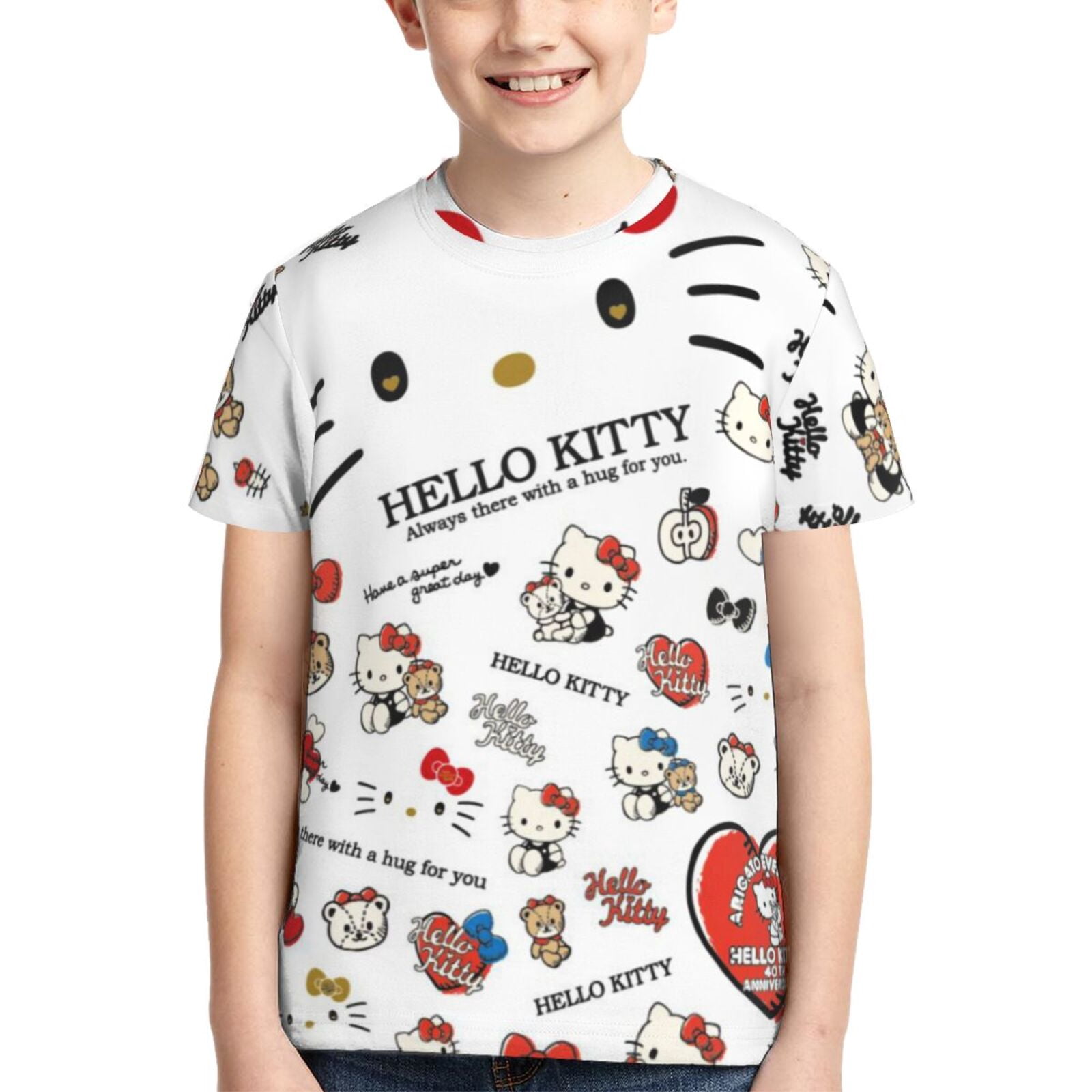 Hello Kitty T Shirts For Girls Boys, 3d Print Cartoon Graphics T Shirt ...