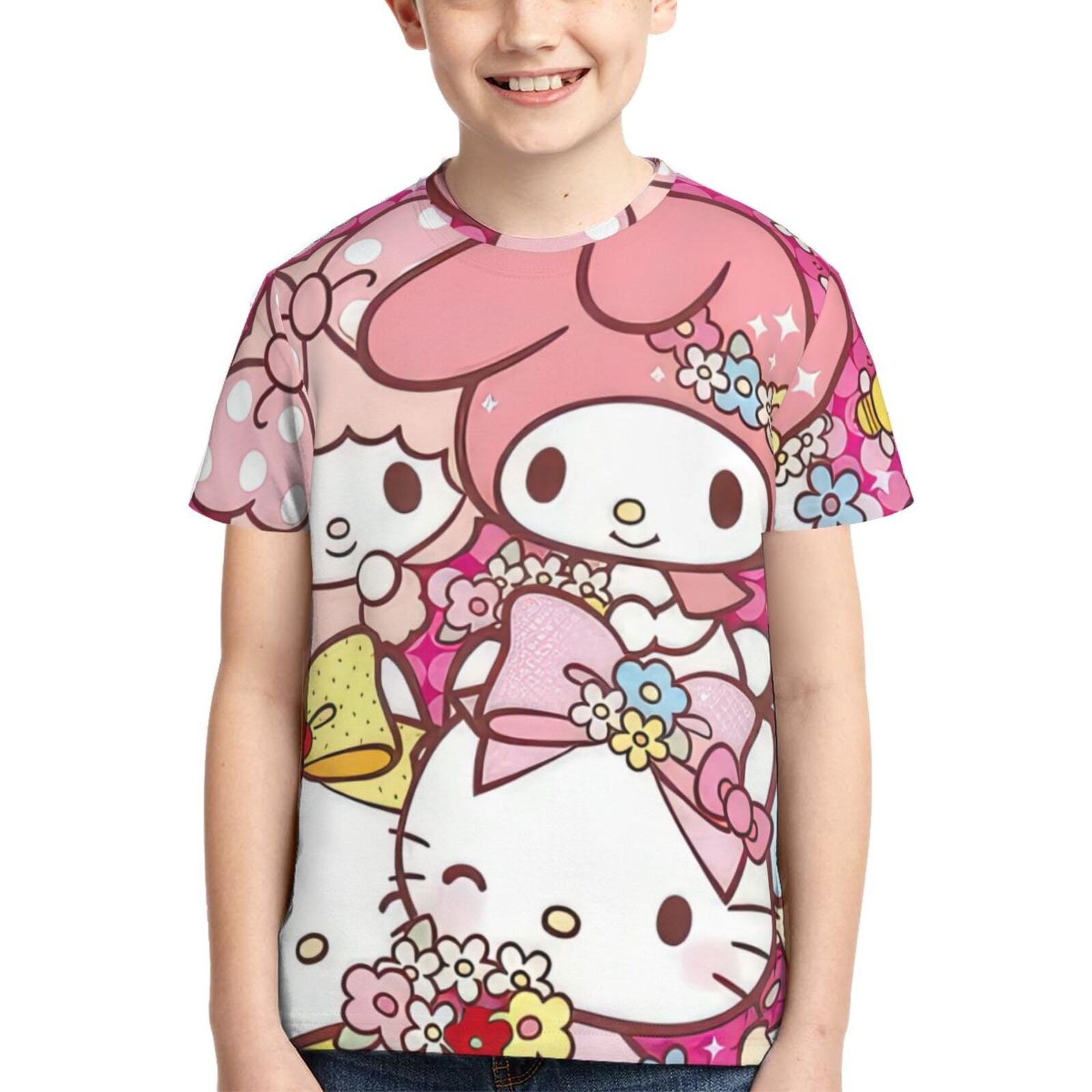 Hello Kitty T Shirts For Girls Boys, 3d Print Cartoon Graphics T Shirt ...