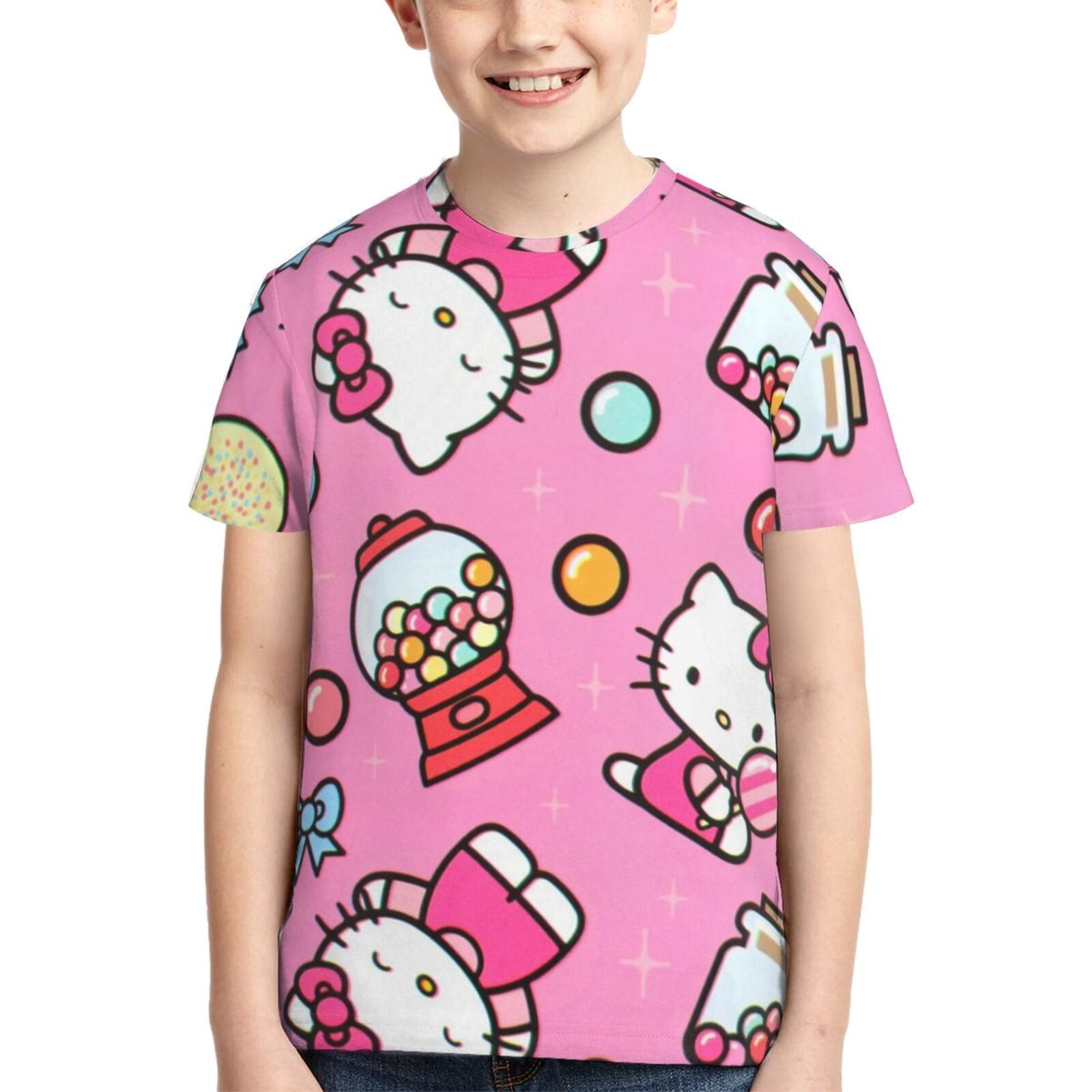 Hello Kitty T Shirts For Girls Boys, 3d Print Cartoon Graphics T Shirt ...
