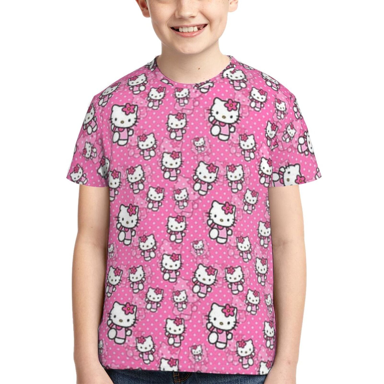 Hello Kitty T Shirts For Girls Boys, 3d Print Cartoon Graphics T Shirt ...