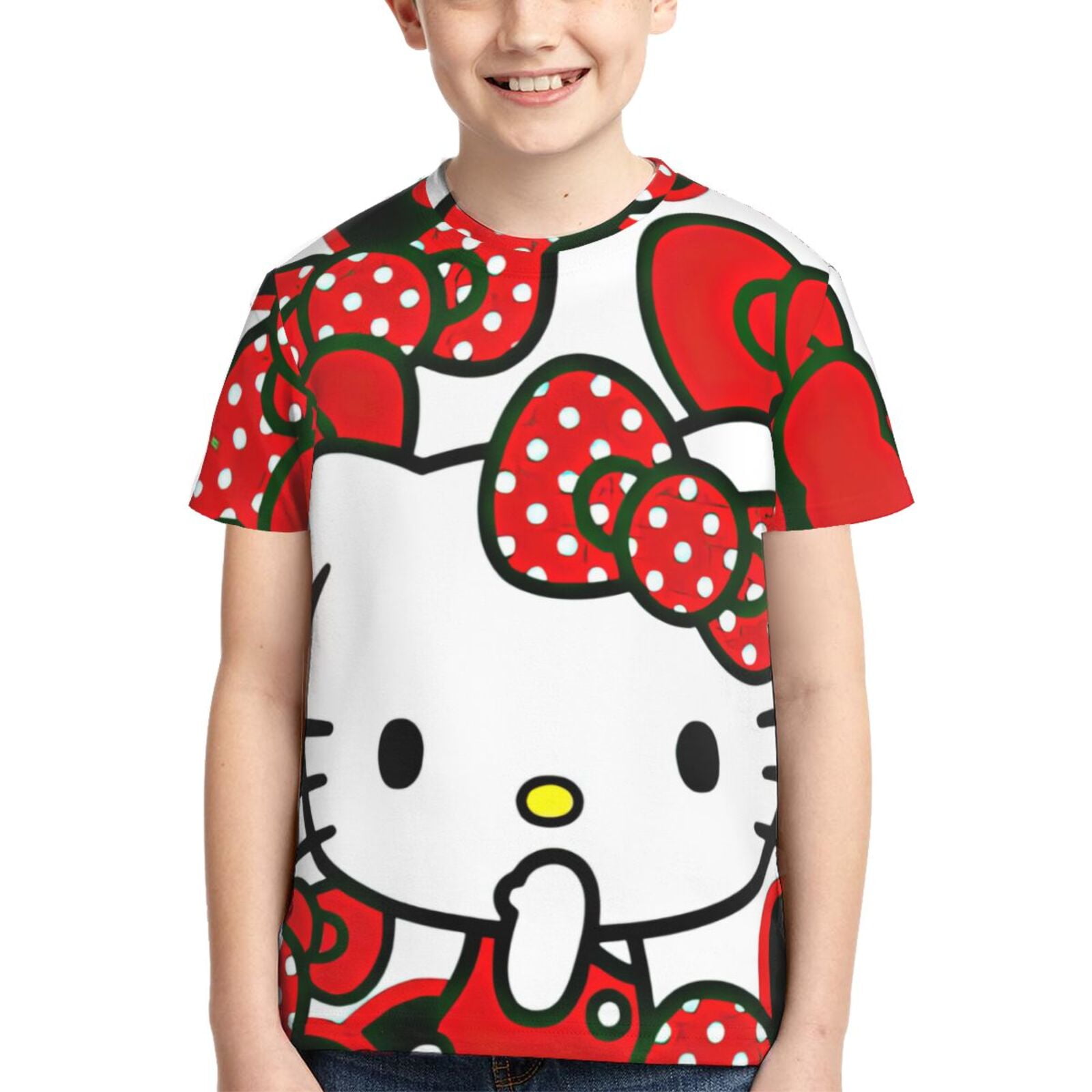 Hello Kitty T Shirts For Girls Boys, 3d Print Cartoon Graphics T Shirt ...