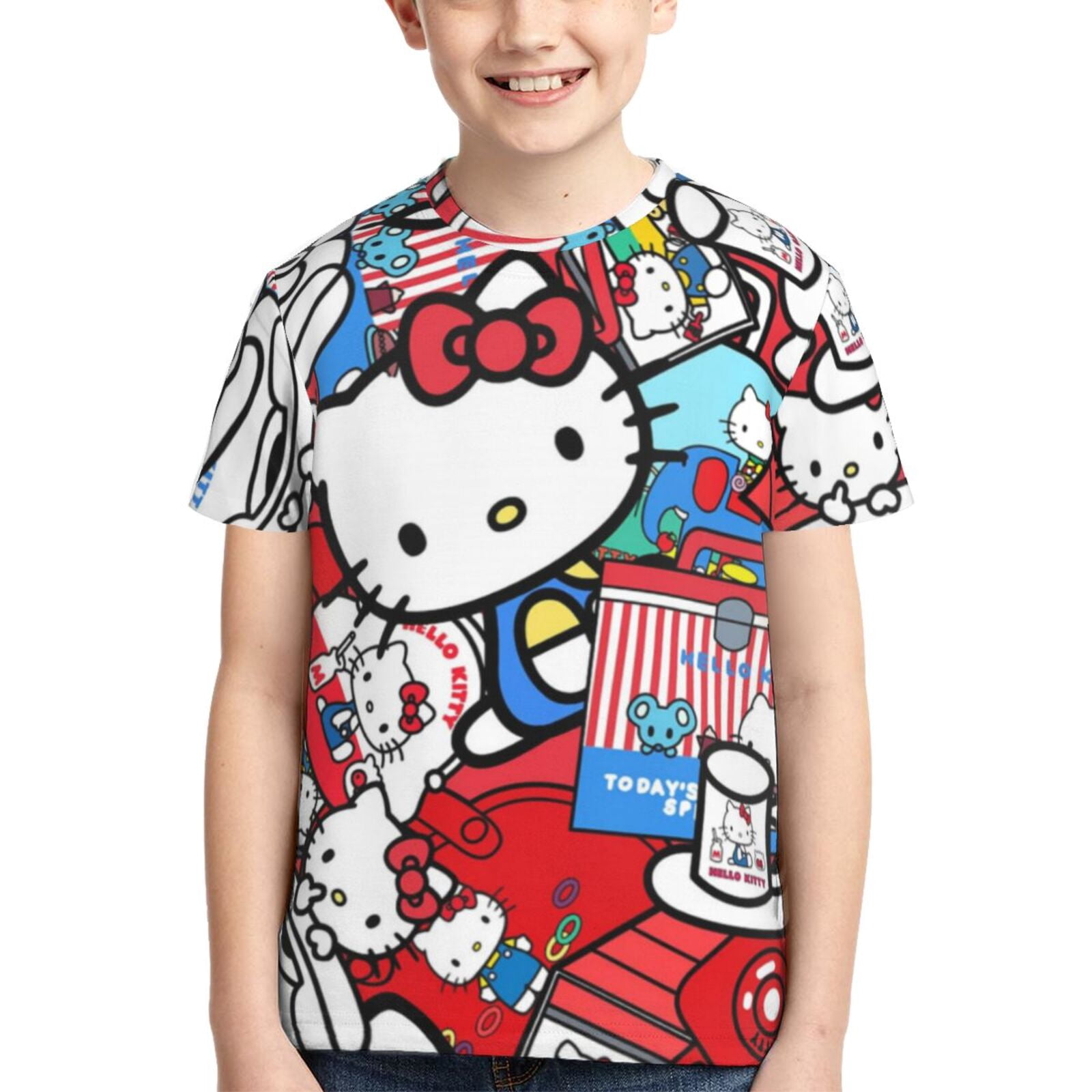 Hello Kitty T Shirts For Girls Boys, 3d Print Cartoon Graphics T Shirt ...