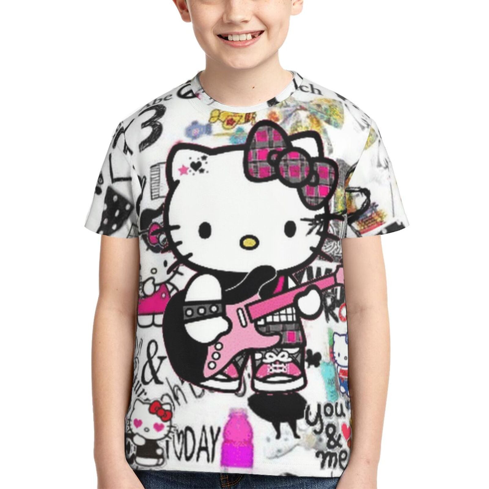 Hello Kitty T Shirts For Girls Boys, 3d Print Cartoon Graphics T Shirt ...