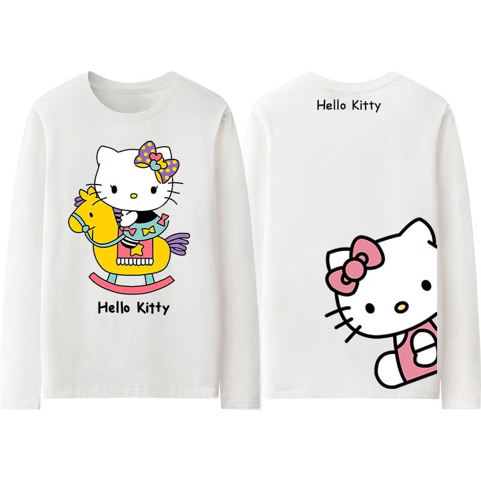 Hello Kitty T-shirt Women Long Sleeve Sanrio Hello Kitty Cartoon Print ...