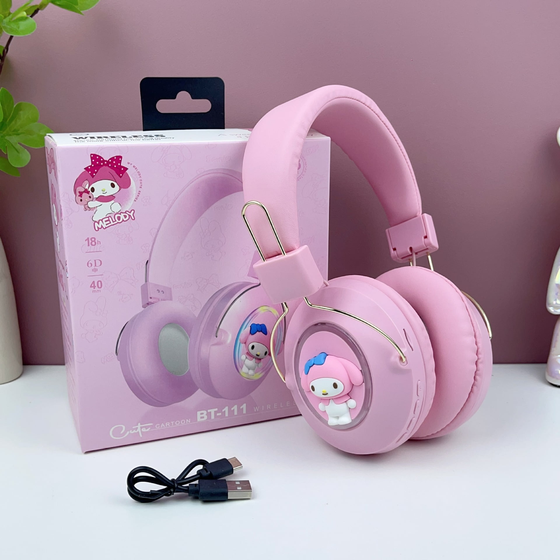 Hello Kitty TB Headphones Sanrio Kuromi Cartoon Wireless Sports ...