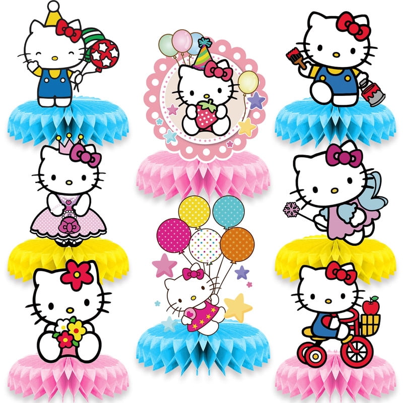 Hello Kitty Table Toppers Honeycomb Centerpieces Cake Toppers ...