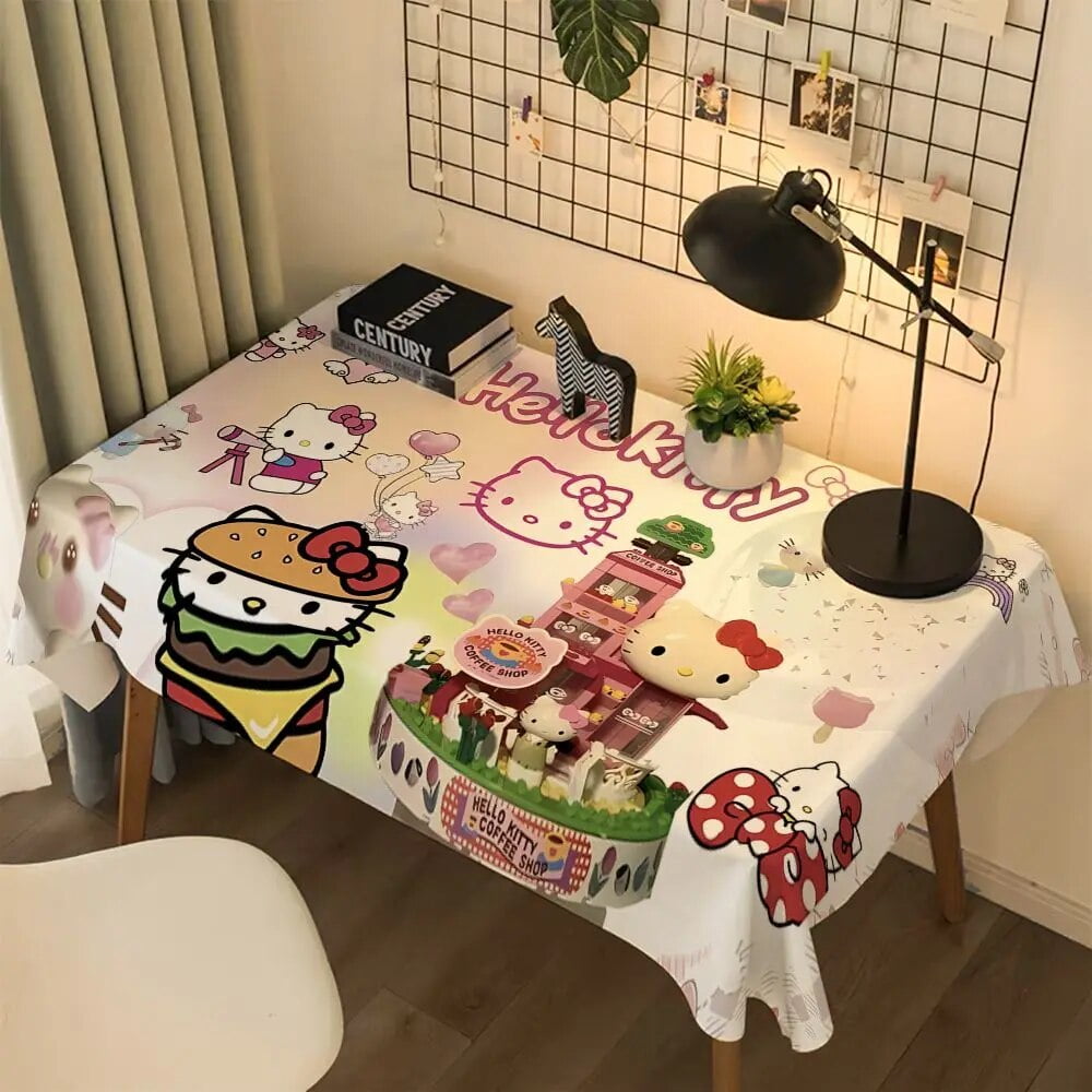 Hello Kitty Tablecloth Kawaii Sanrio Cute Anime Toys for Kids Dormitory ...