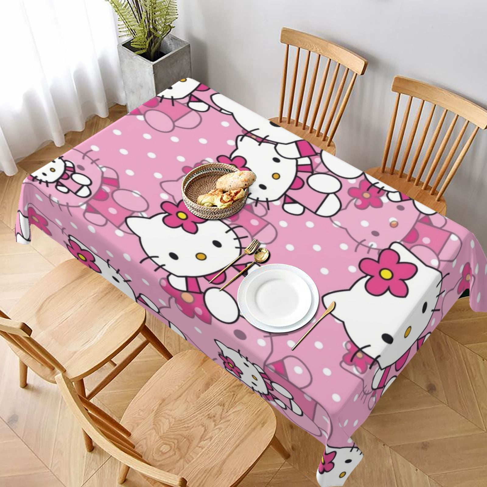 Hello Kitty Tablecloth for Kitchen Dinning Party Stylish Table Cloth Waterproof Washable Wrinkle ...