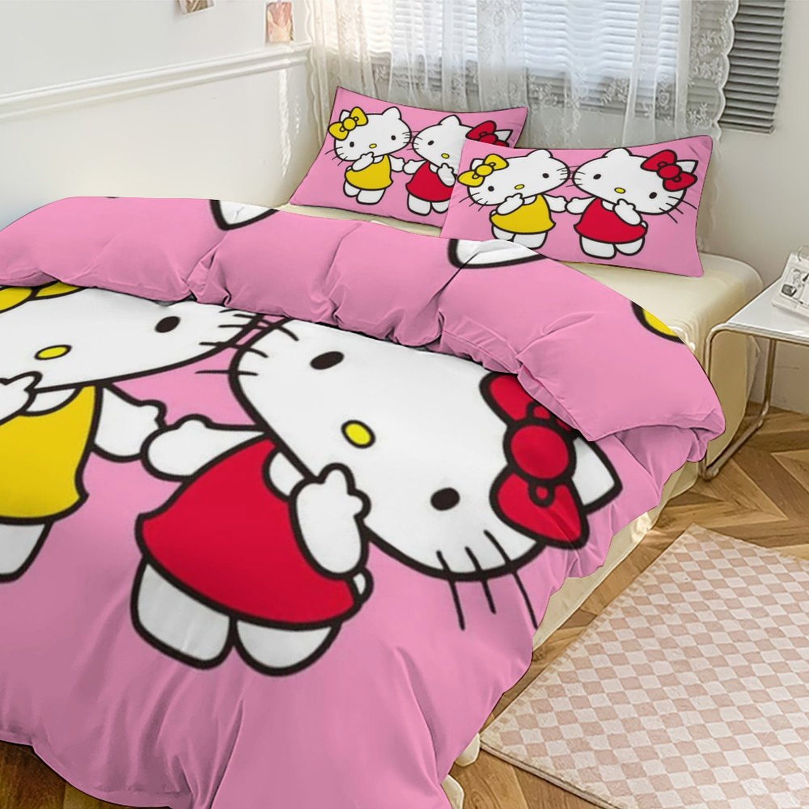 Hello Kitty Take A Walk Comforter Set with Sheets - 3 Piece Bedding ...