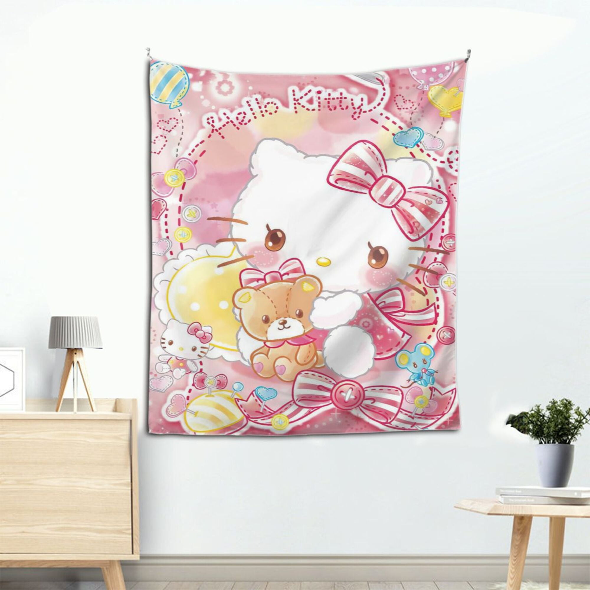 Hello Kitty Tapestry Aesthetic Cute Room Decor Tapestry Birthday ...