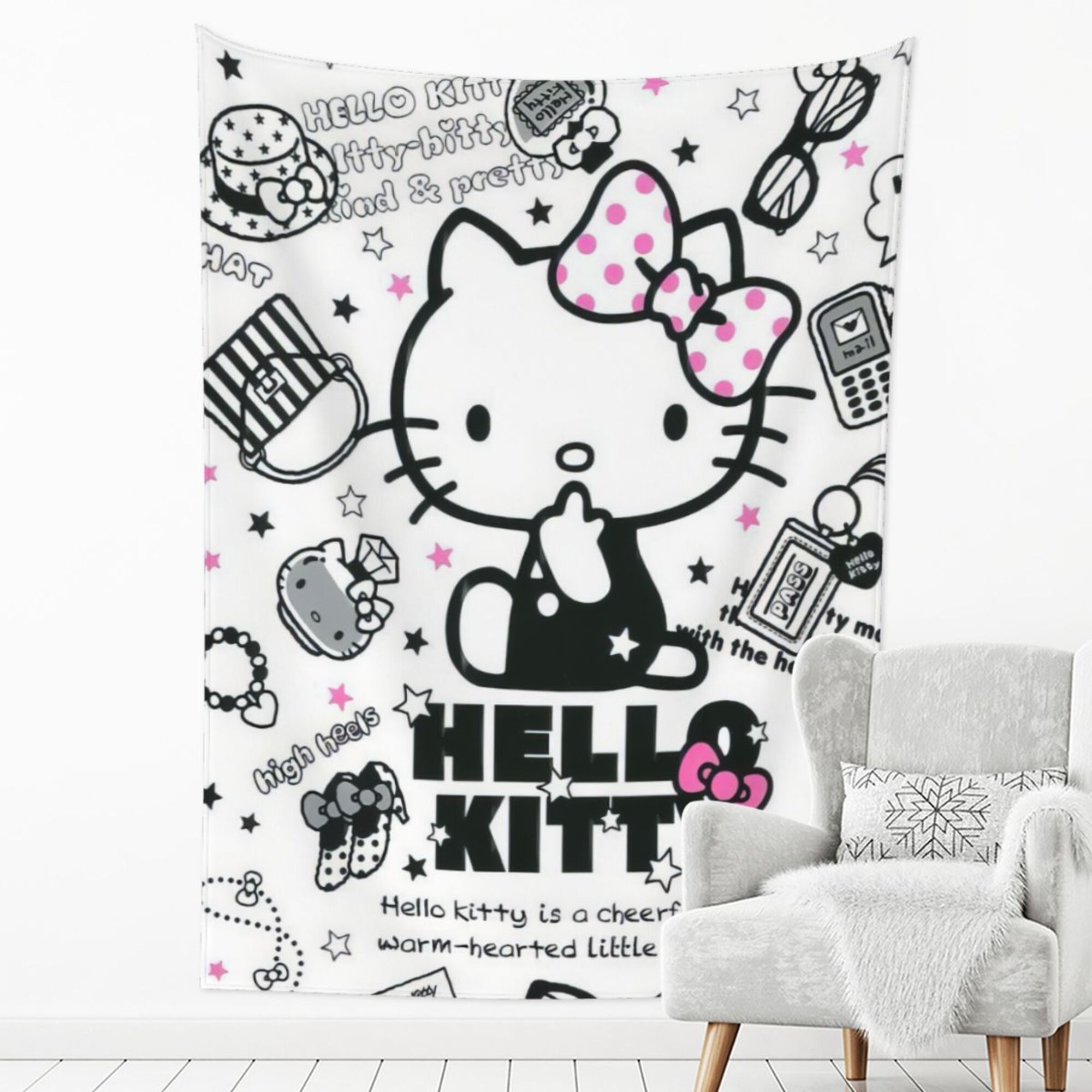 Hello Kitty Tapestry Aesthetic Cute Room Decor Tapestry Birthday ...