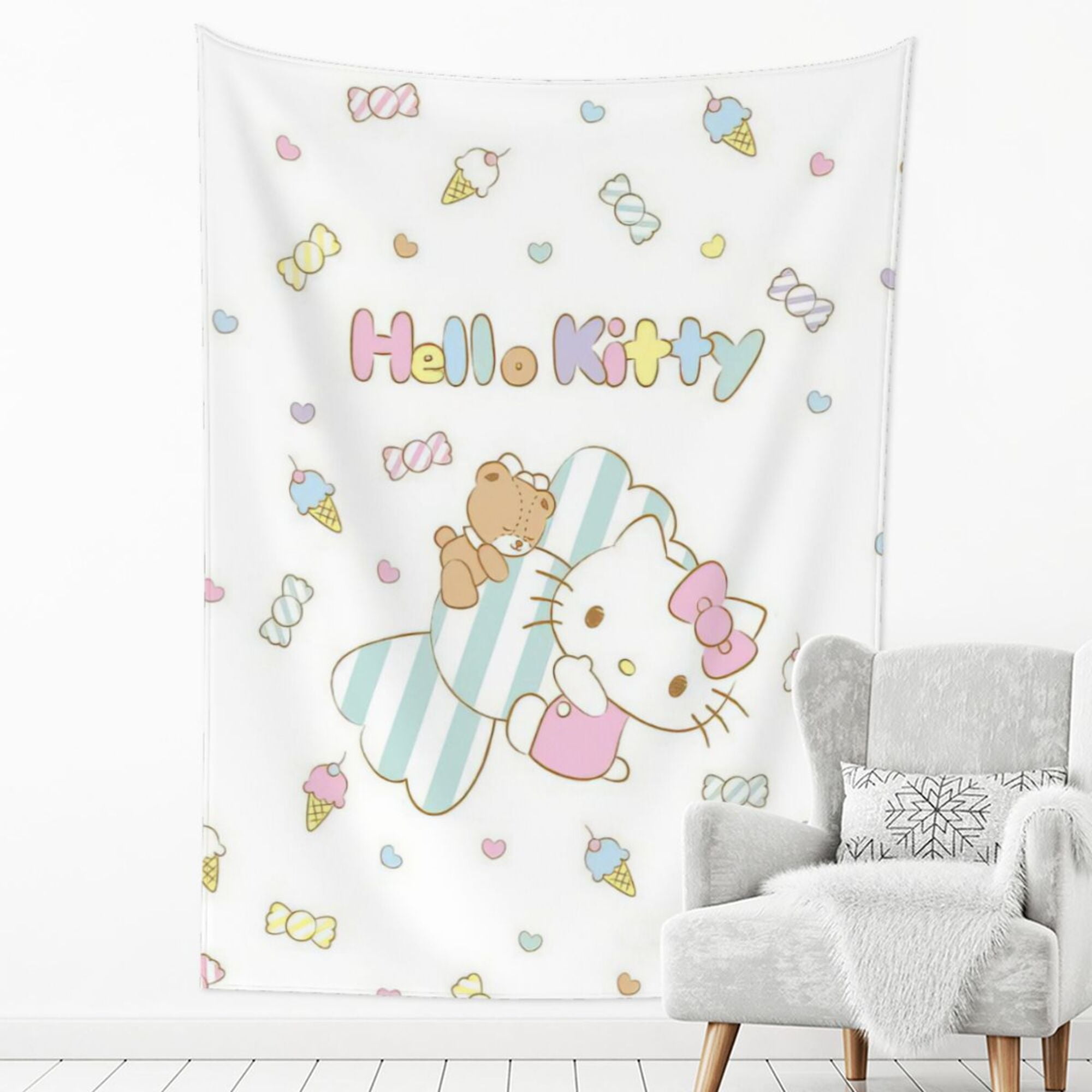 Hello Kitty Tapestry Aesthetic Cute Room Decor Tapestry Birthday ...