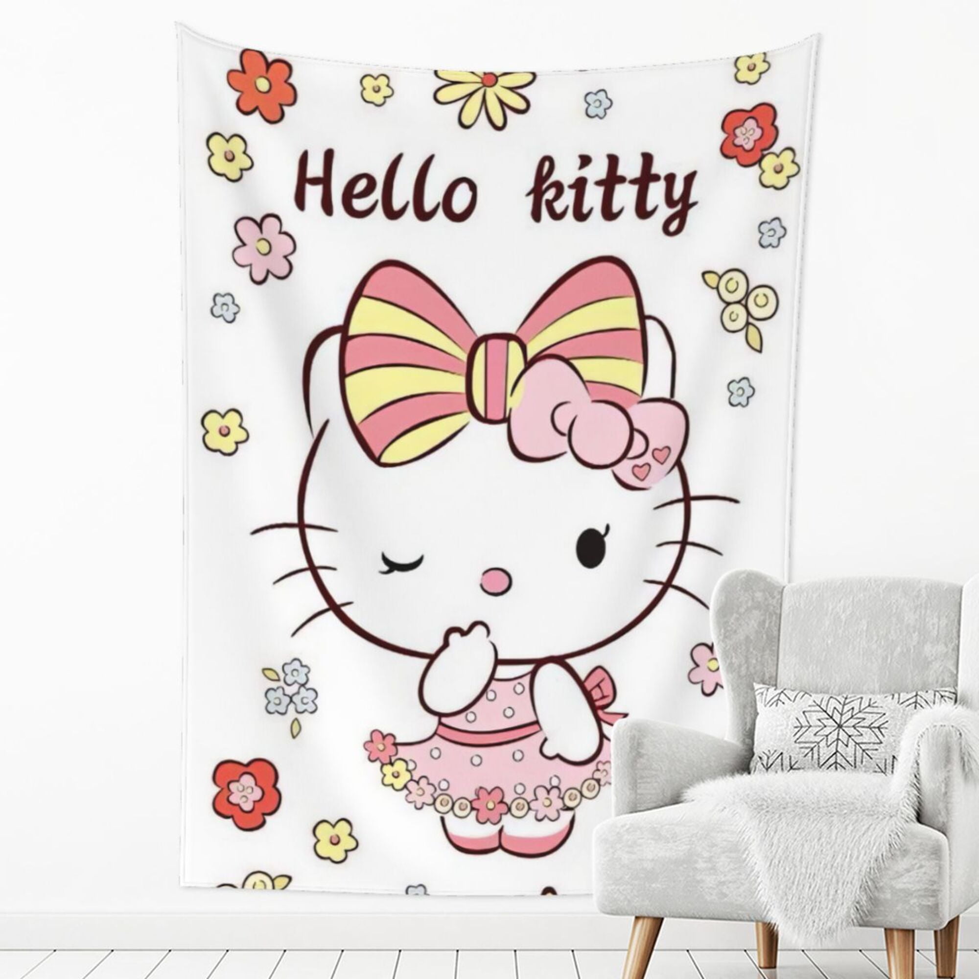 Hello Kitty Tapestry Aesthetic Cute Room Decor Tapestry Birthday ...
