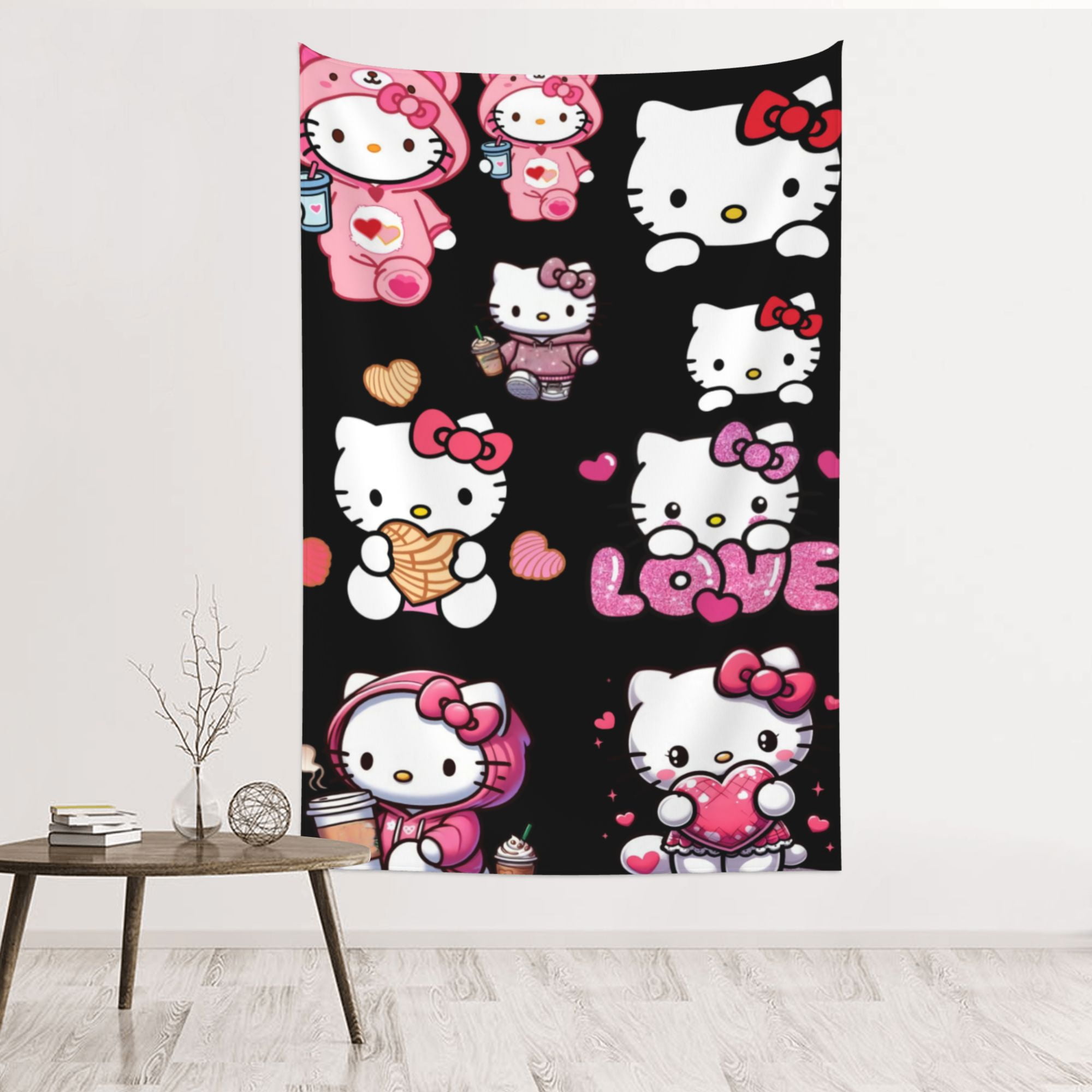 Hello Kitty Tapestry Aesthetic Wall Hanging for Living Room Bedroom Art ...