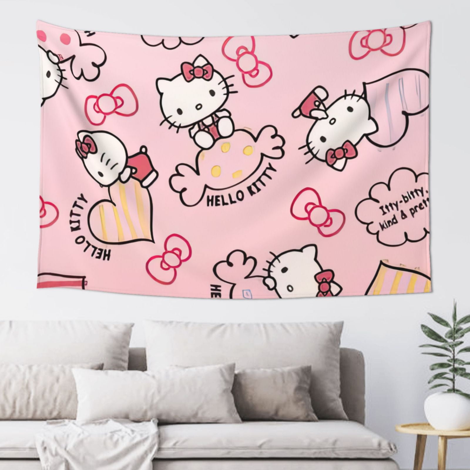 Hello Kitty Tapestry, Wall Hanging Tapestry, Wall Art Tapestries Poster ...