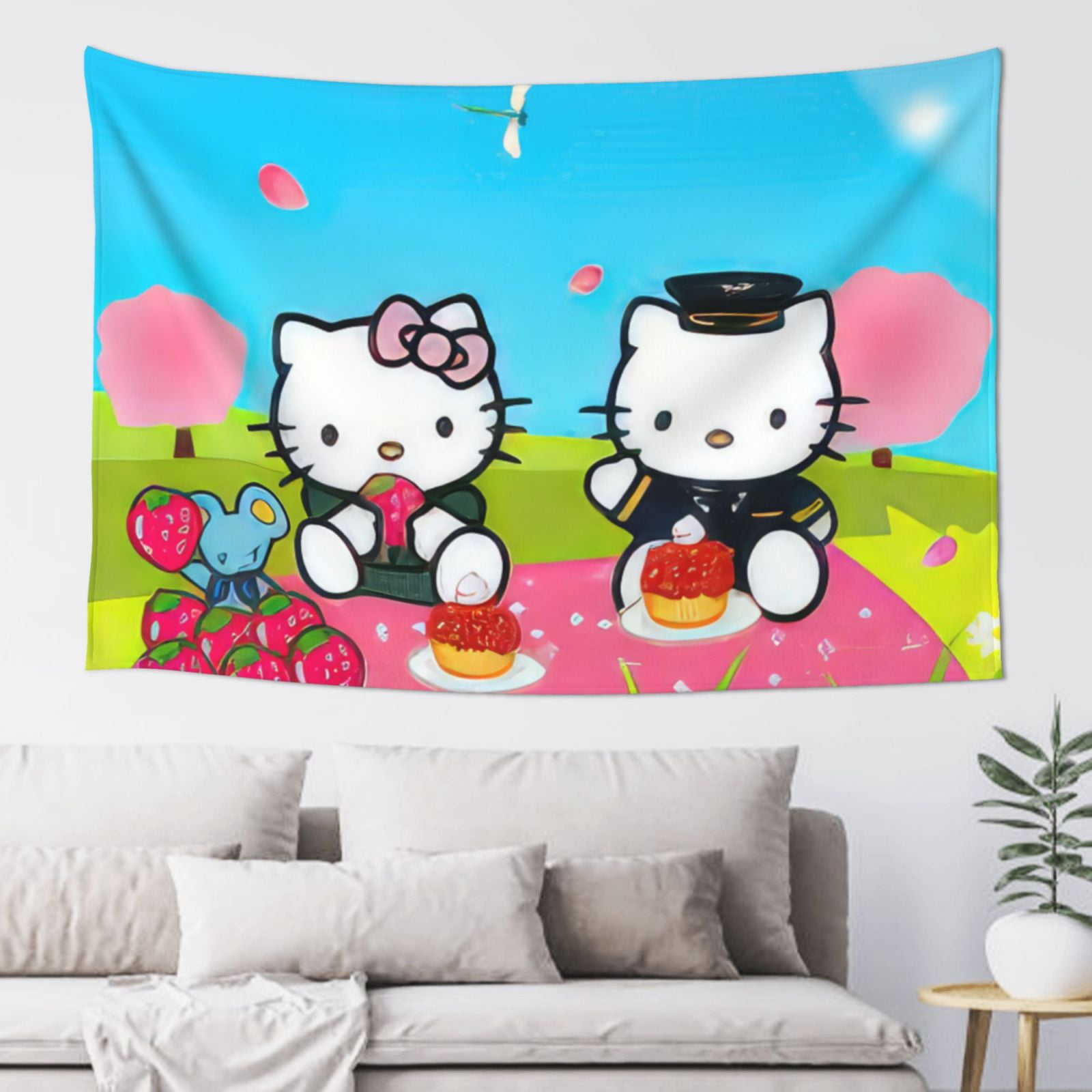 Hello Kitty Tapestry, Wall Hanging Tapestry, Wall Art Tapestries Poster ...