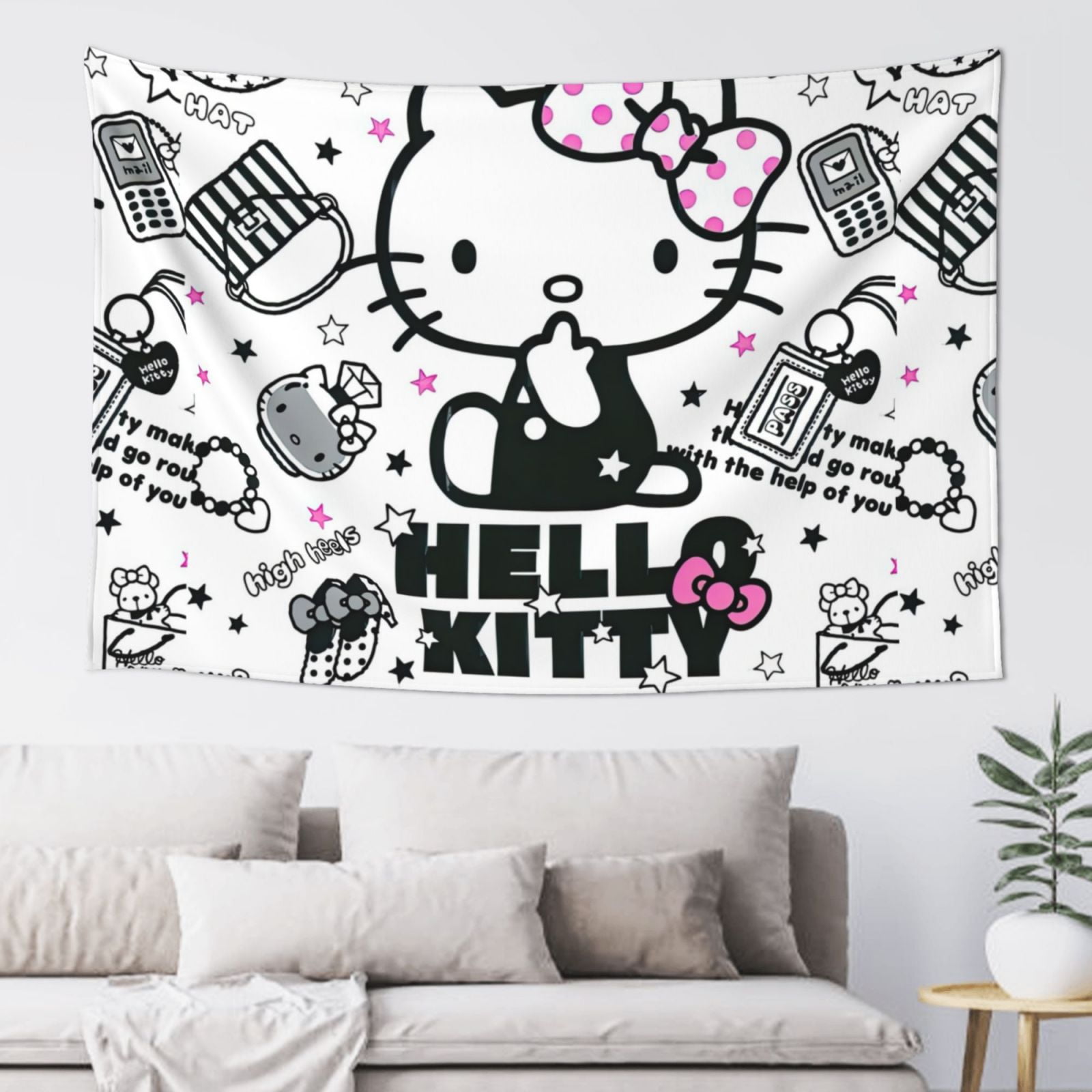 Hello Kitty Tapestry, Wall Hanging Tapestry, Wall Art Tapestries Poster ...