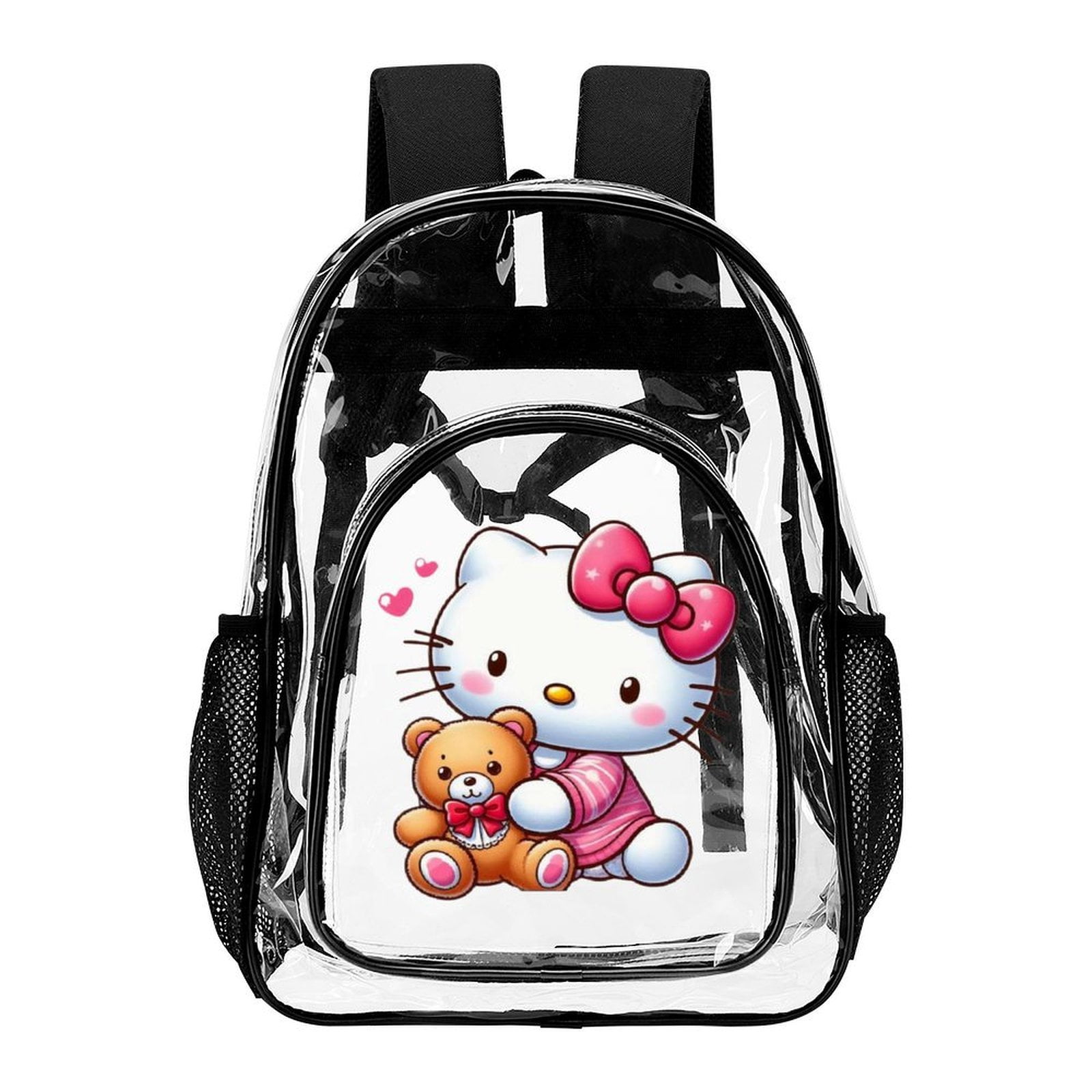 Hello Kitty With Teddy Bear Large Clear Backpack Heavy Duty Transparent ...