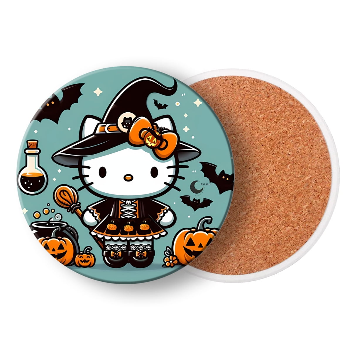 Hello Kitty Thanksgiving halloween Circular Ceramic coasters ...