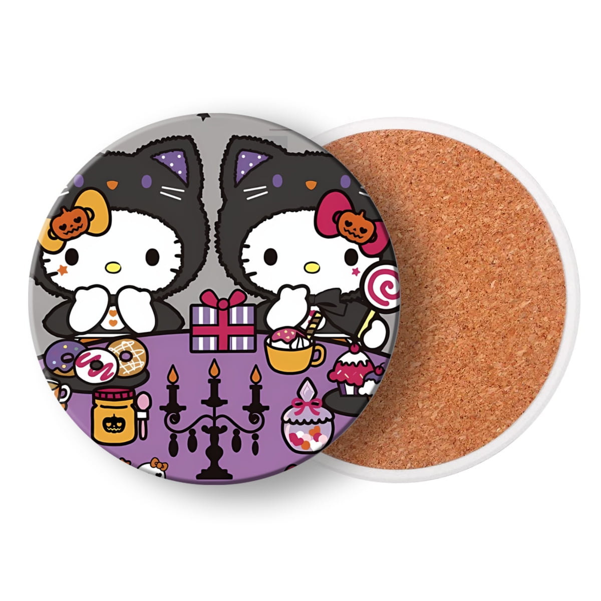 Hello Kitty Thanksgiving halloween Circular Ceramic coasters ...