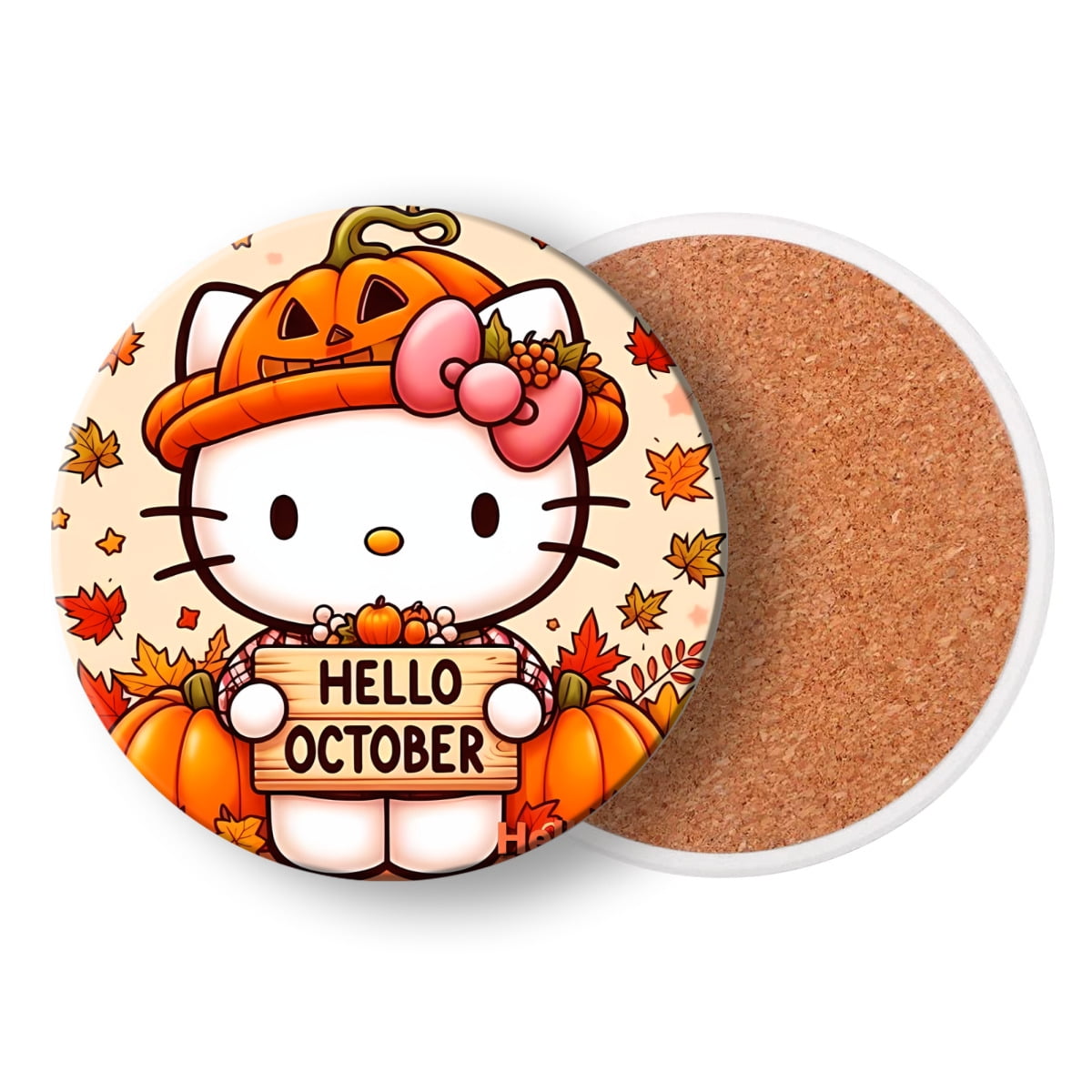 Hello Kitty Thanksgiving halloween Circular Ceramic coasters ...