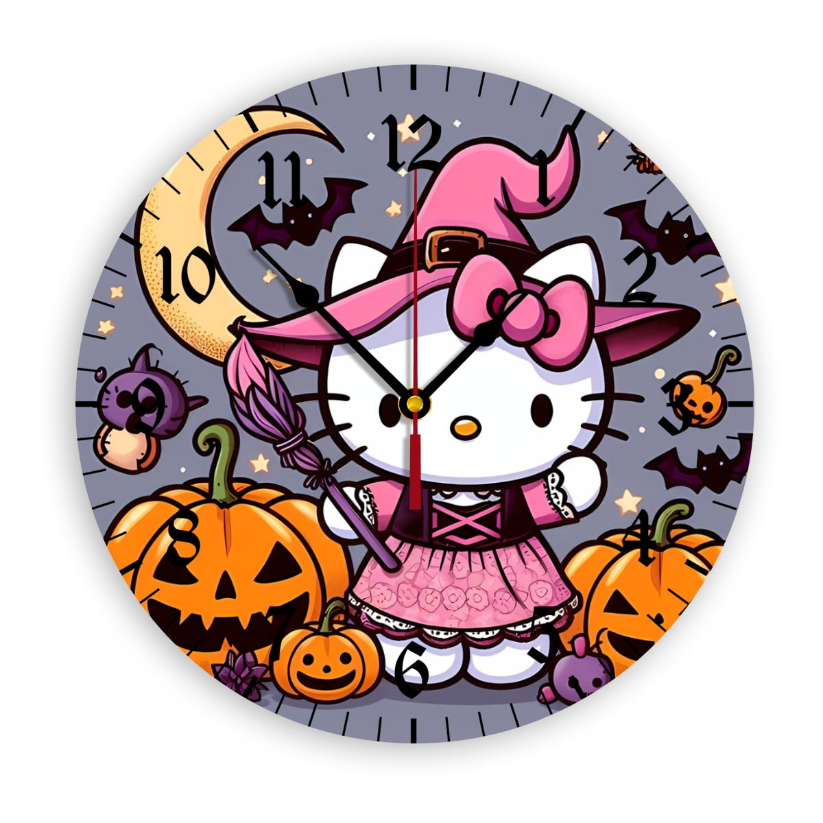 Hello Kitty Thanksgiving halloween Cute Round Digital Wall Clock 10inch ...