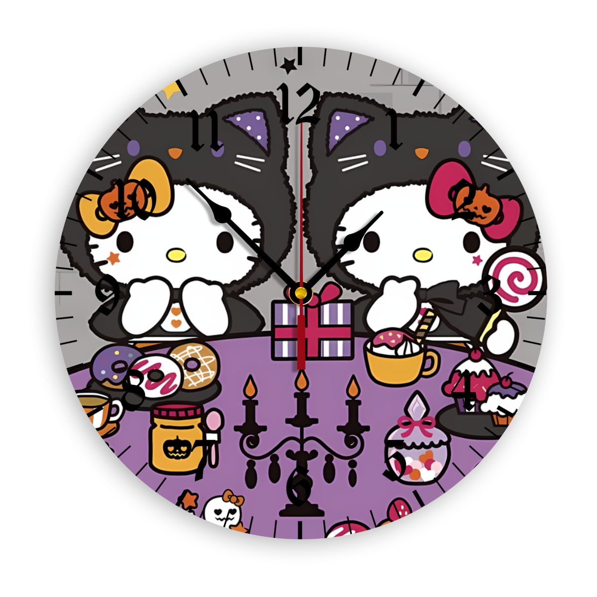 Hello Kitty Thanksgiving halloween Cute Round Digital Wall Clock 10inch ...
