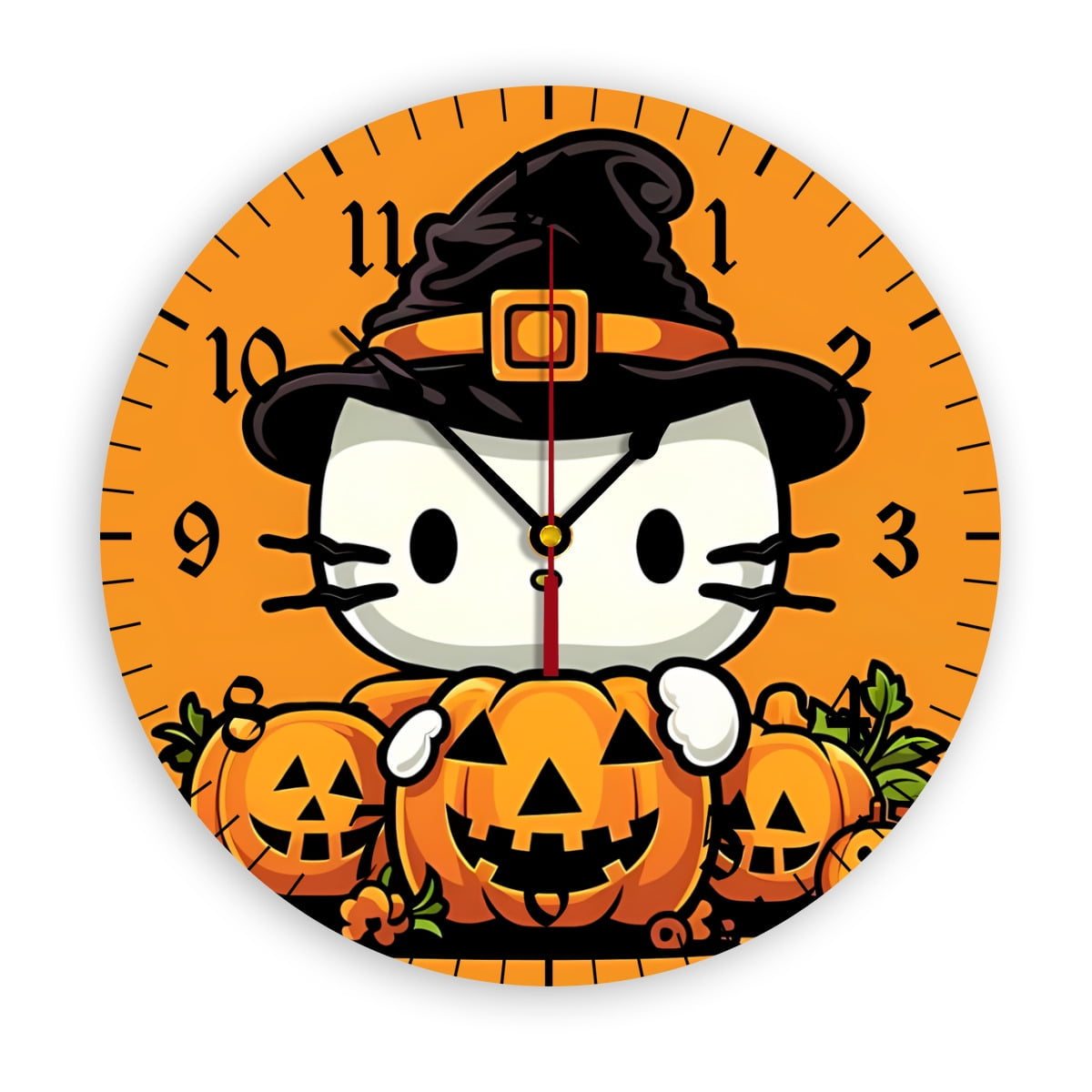 Hello Kitty Thanksgiving halloween Cute Round Digital Wall Clock 10inch ...